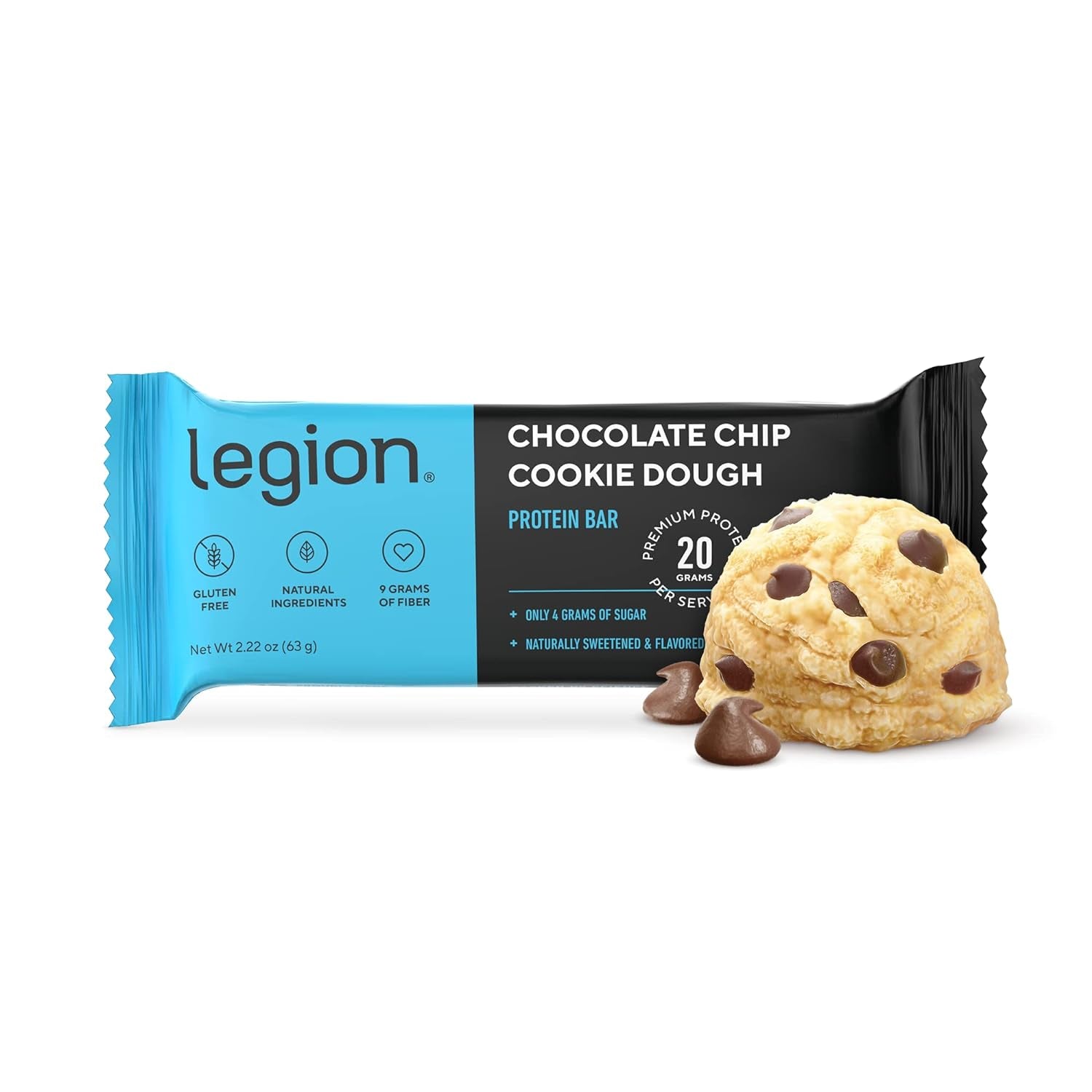 Legion Chocolate Chip Cookie Dough Protein Bar - 100% Whey Protein Bar – SuppsWorld