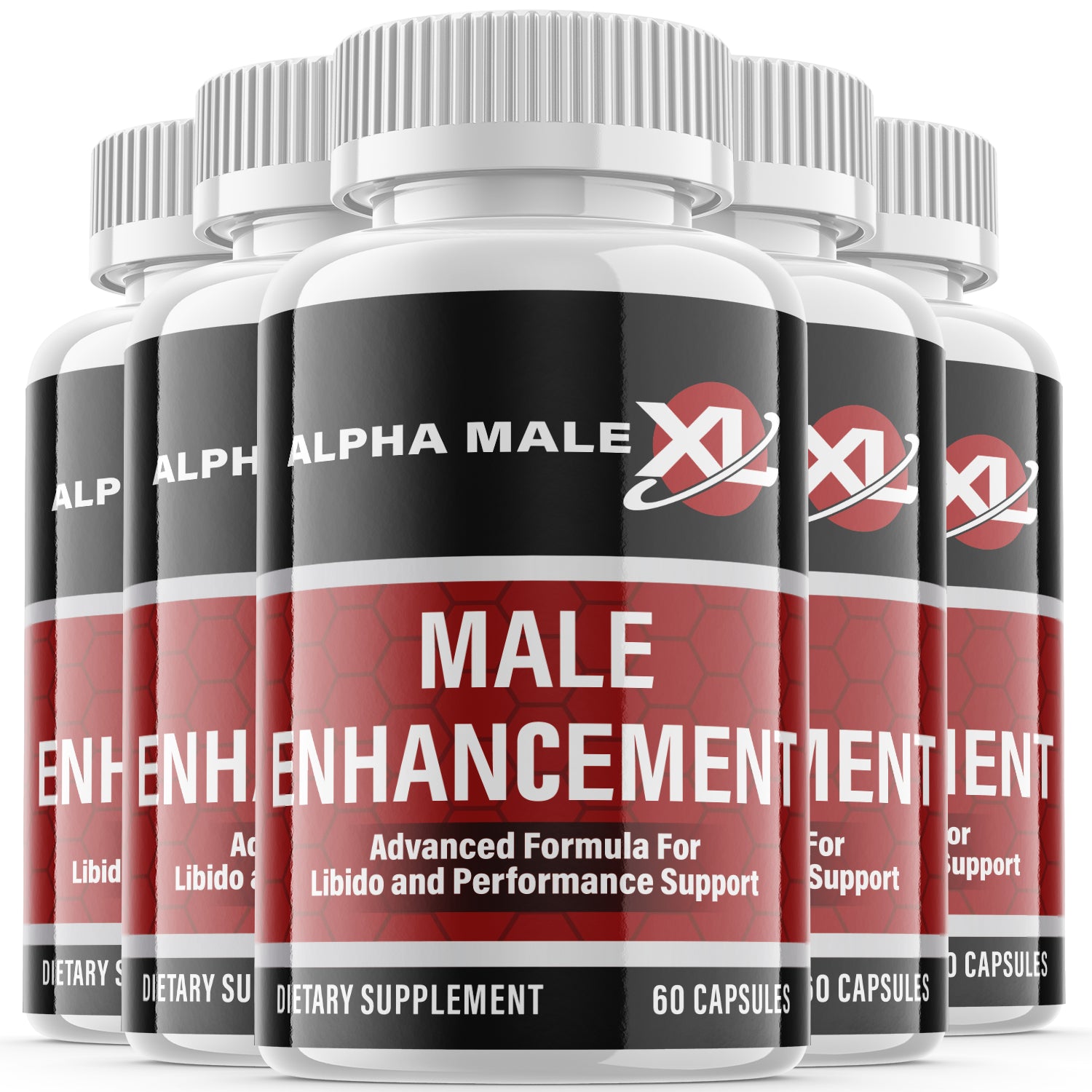 Alpha Male XL - Male Virility - 5 Bottles - 300 Capsules – SuppsWorld
