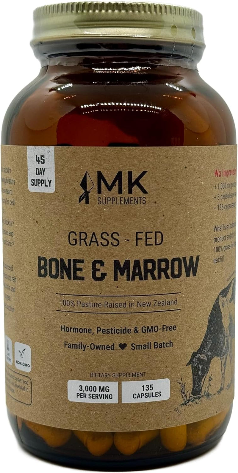 MK Supplements – Grass-Fed Beef Bone & Marrow 3000 Mg, Beef Bone Marro ...