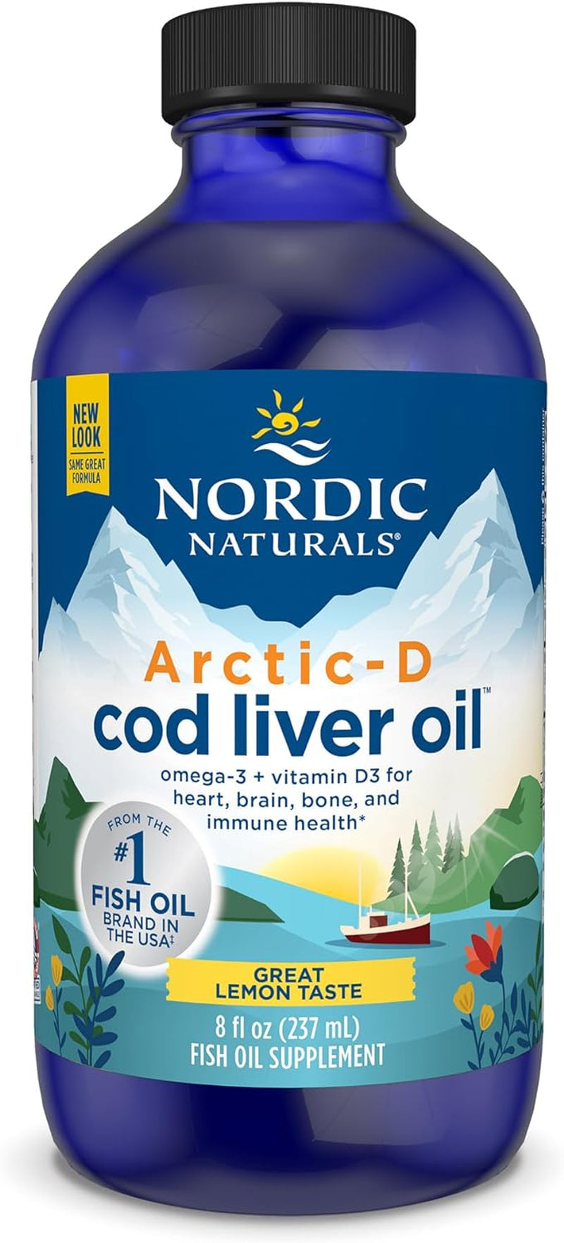 Arctic-D Cod Liver Oil, Lemon - 8 Oz - 1060 Mg Total Omega-3S + 1000 I ...