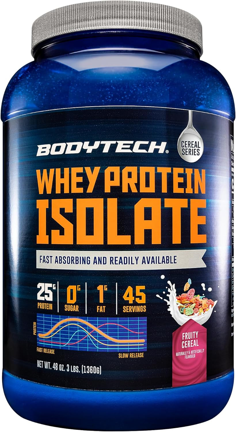BODYTECH Whey Protein Isolate Powder - Fruity Cereal (3 Lbs./46 Servin ...