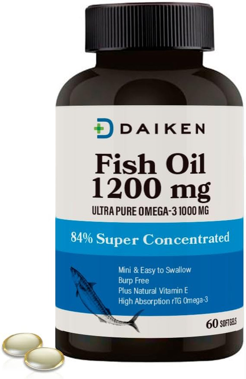 DAIKEN Rtg Omega 3 1000Mg, High Absorption & Burpless Fish Oil 1200 Mg ...
