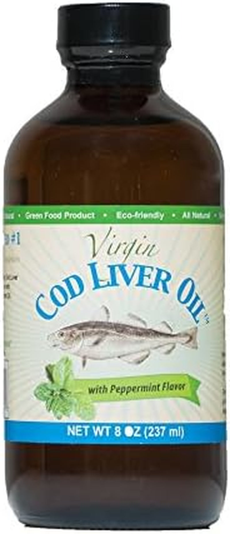 Virgin Cod Liver Oil - 8 Fl Oz Natural, Wild Caught & Fresh Tasting,.H ...