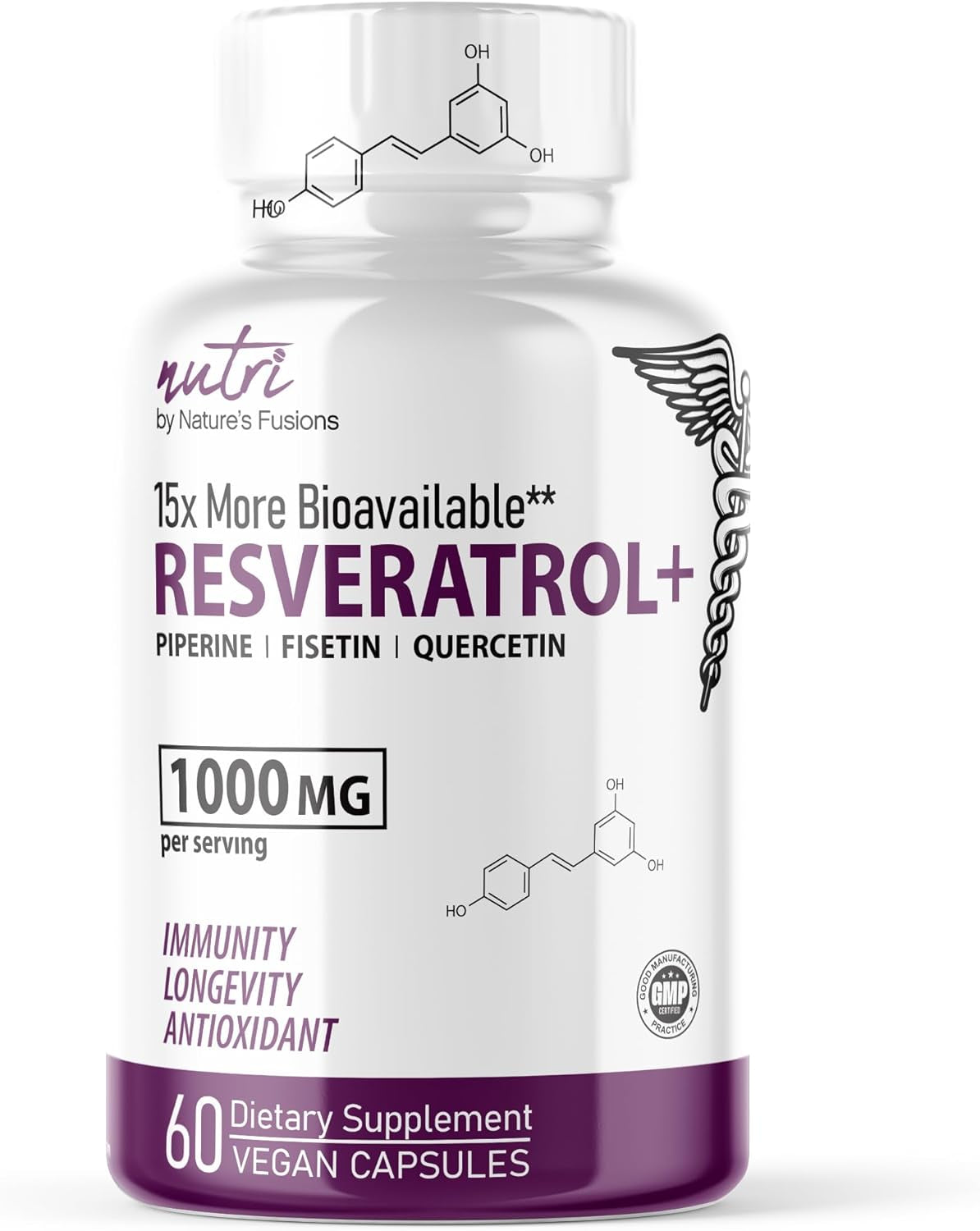 Nutri Resveratrol 1000Mg Organic Piperine -15X More Bioavailable Pure ...
