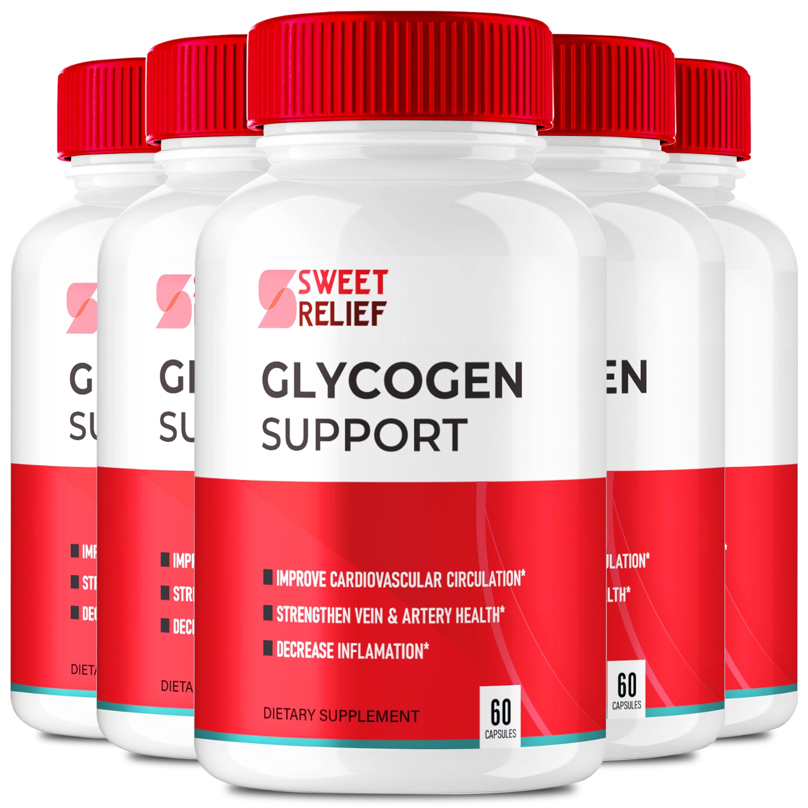 (5 Pack) Sweet Relief Glycogen Blood Support Supplement Capsules (300 ...