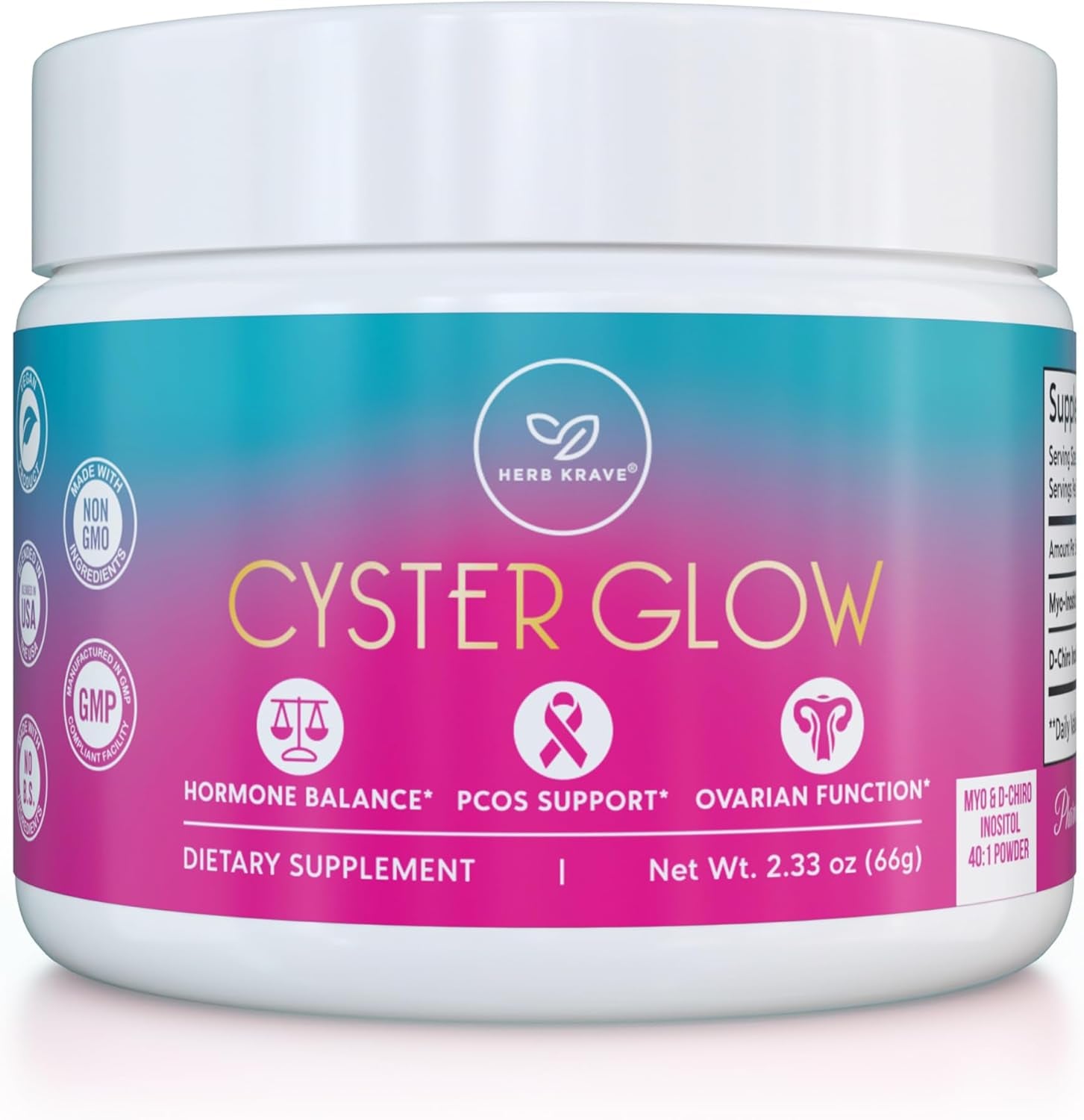 Cyster Glow Premium Myo-Inositol and D-Chiro Inositol Powder PCOS Supp ...