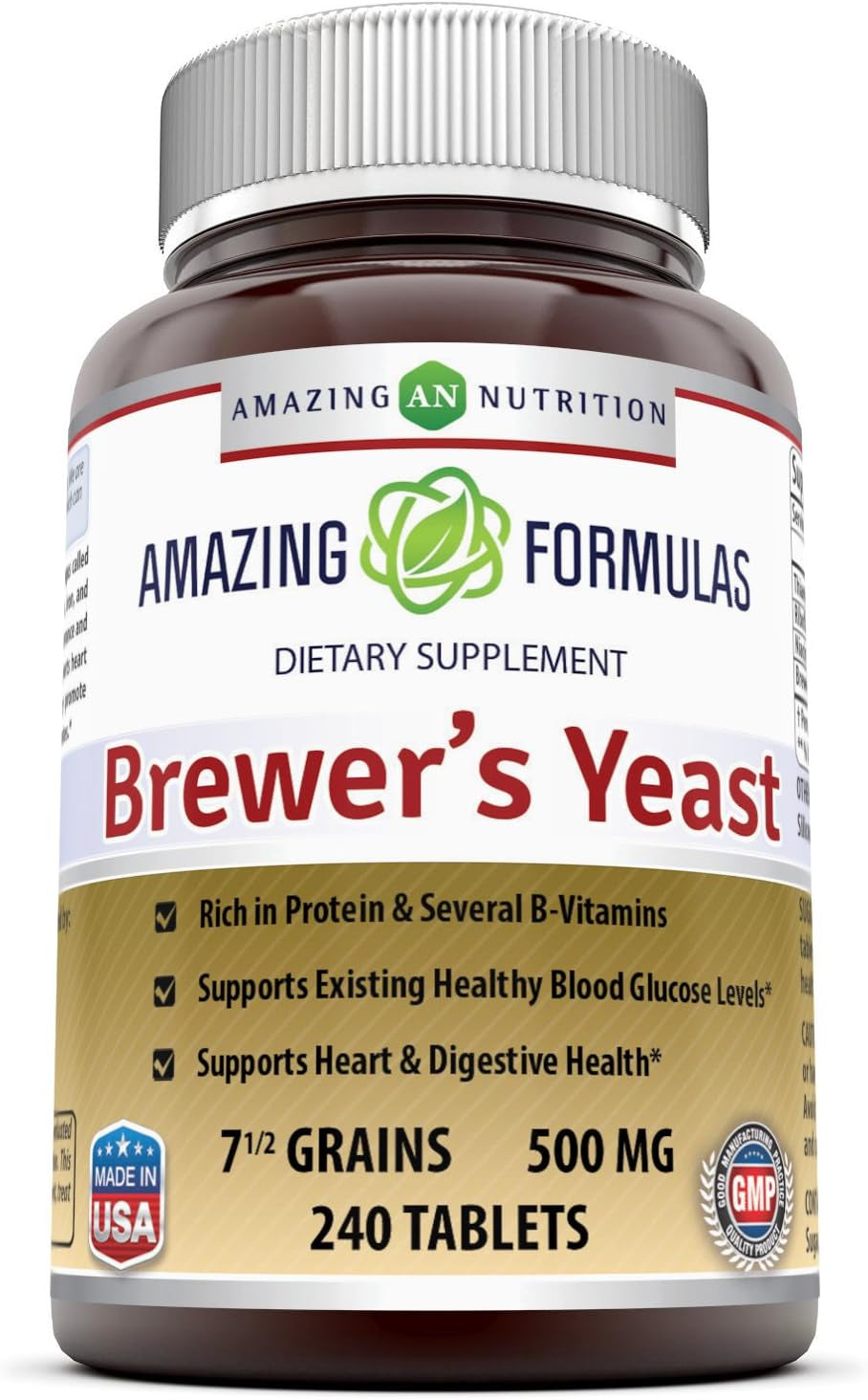 Amazing Nutrition Brewers Yeast Tablets - 7.5 Grain Capsule 500Mg 240 ...