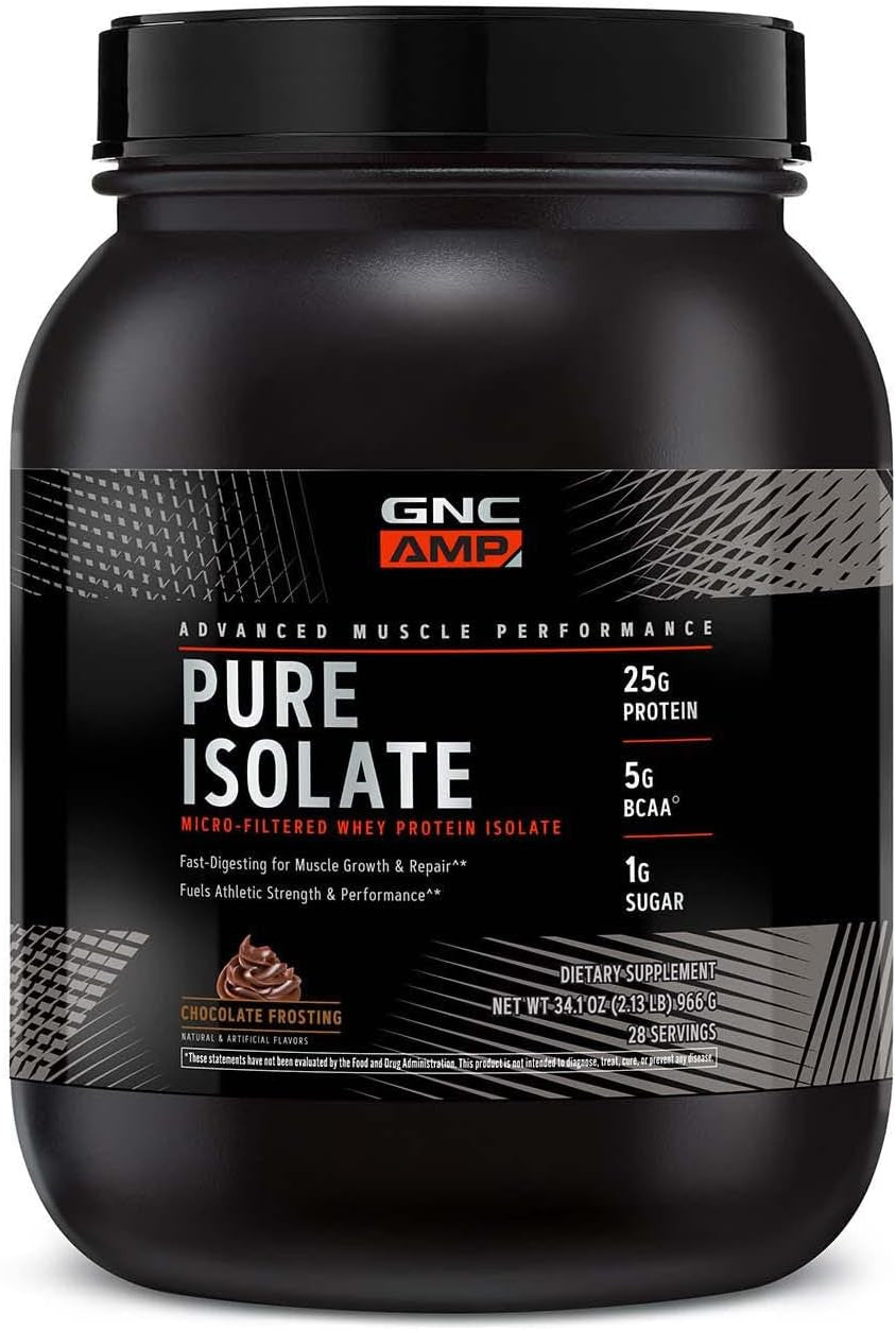 GNC AMP Pure Isolate Whey Protein - Chocolate Frosting - 2.13 Lb ...