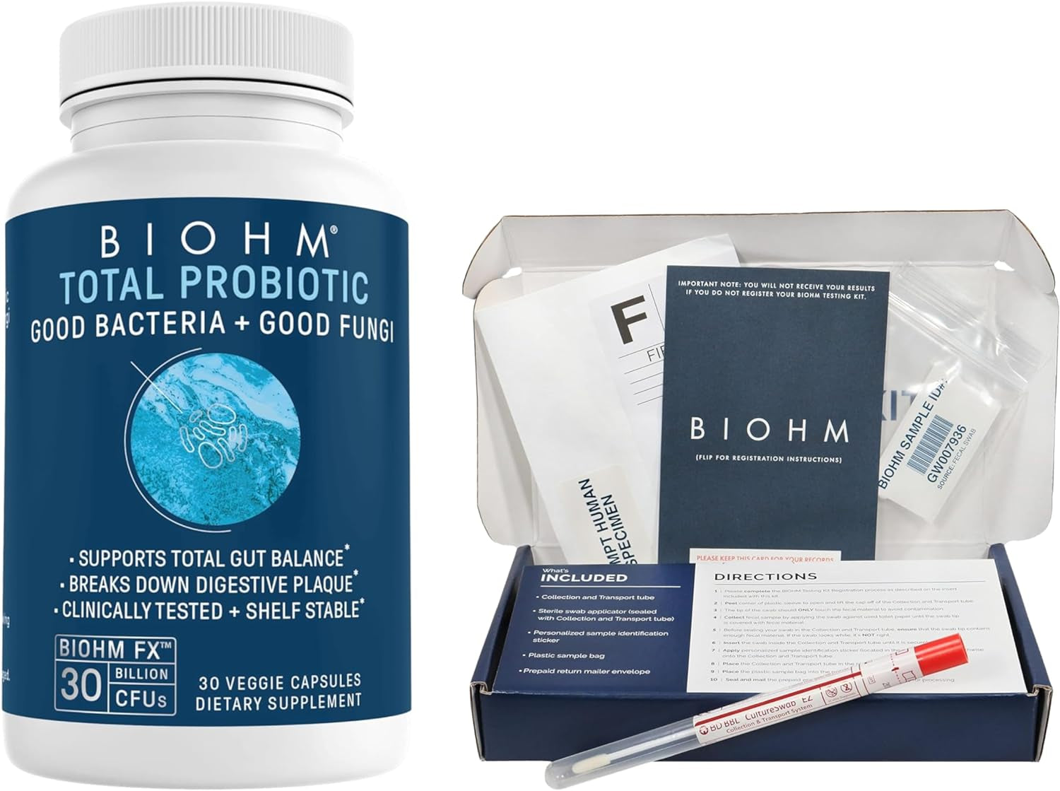 BIOHM Ultimate Gut Health Bundle, At-Home Gut Test Kit for Personalize ...