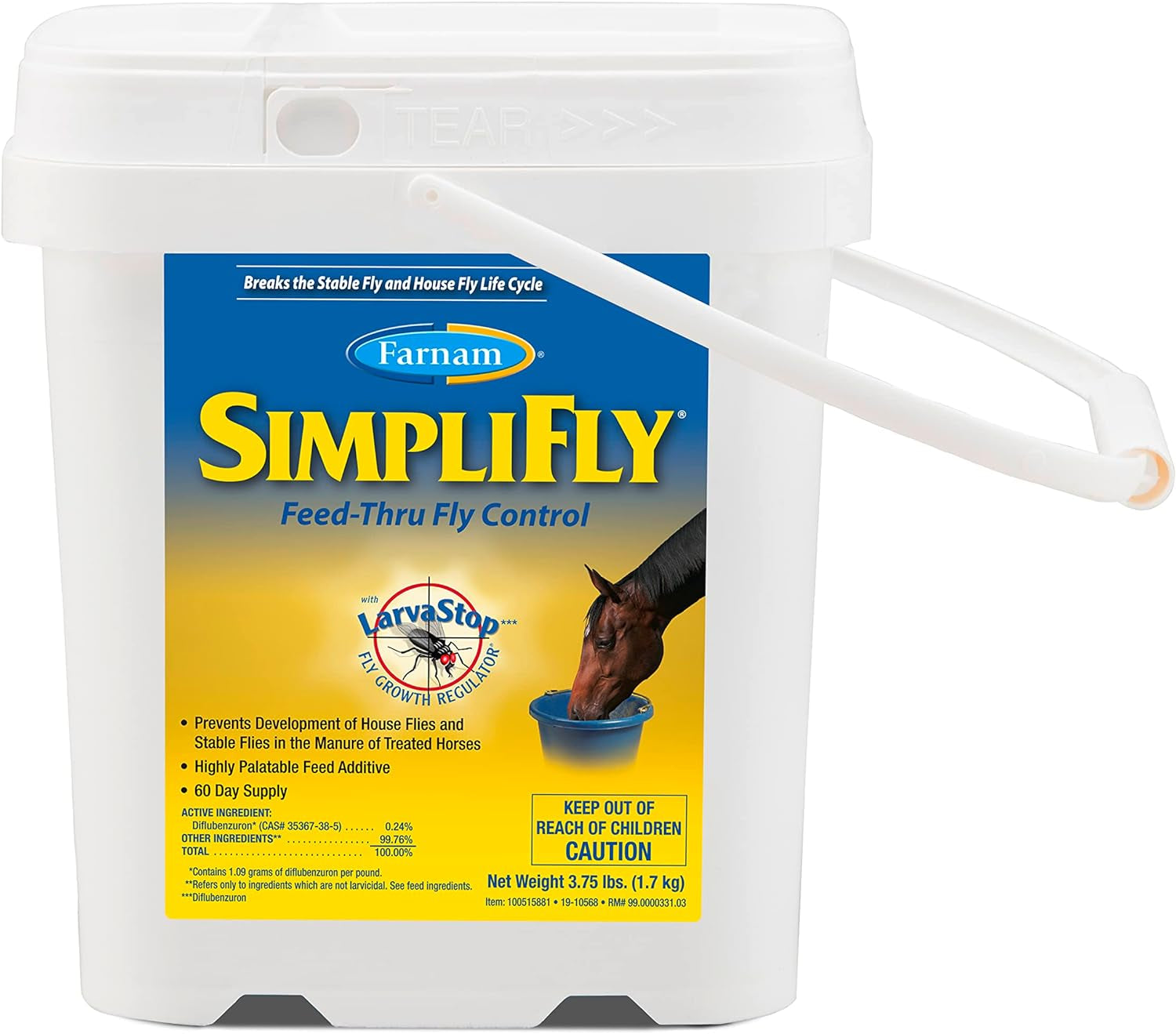 Farnam Simplifly Feed through Fly Control for Horses, Breaks the Fly L ...