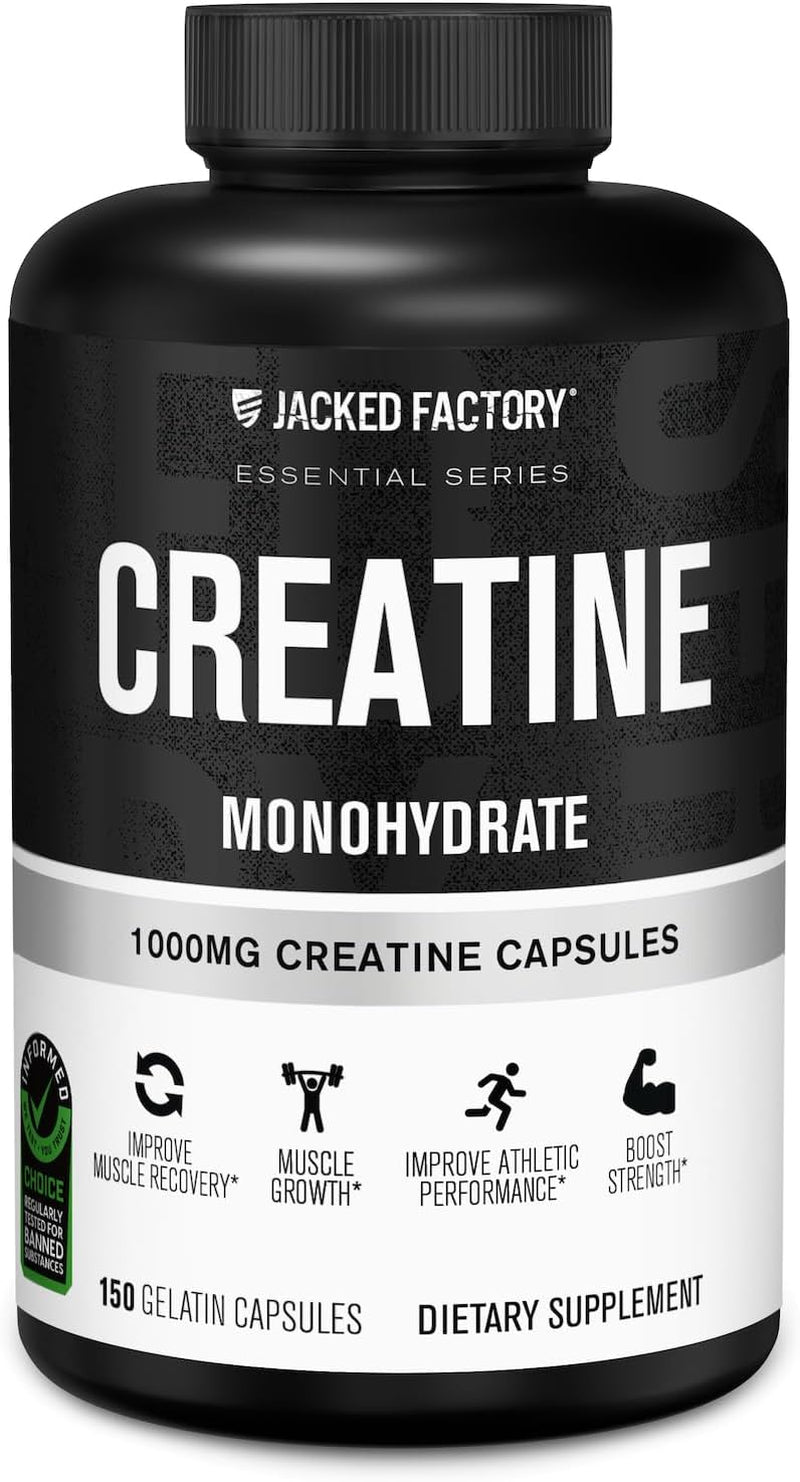 Jacked Factory Creatine Monohydrate Capsules - Creatine Supplement for ...