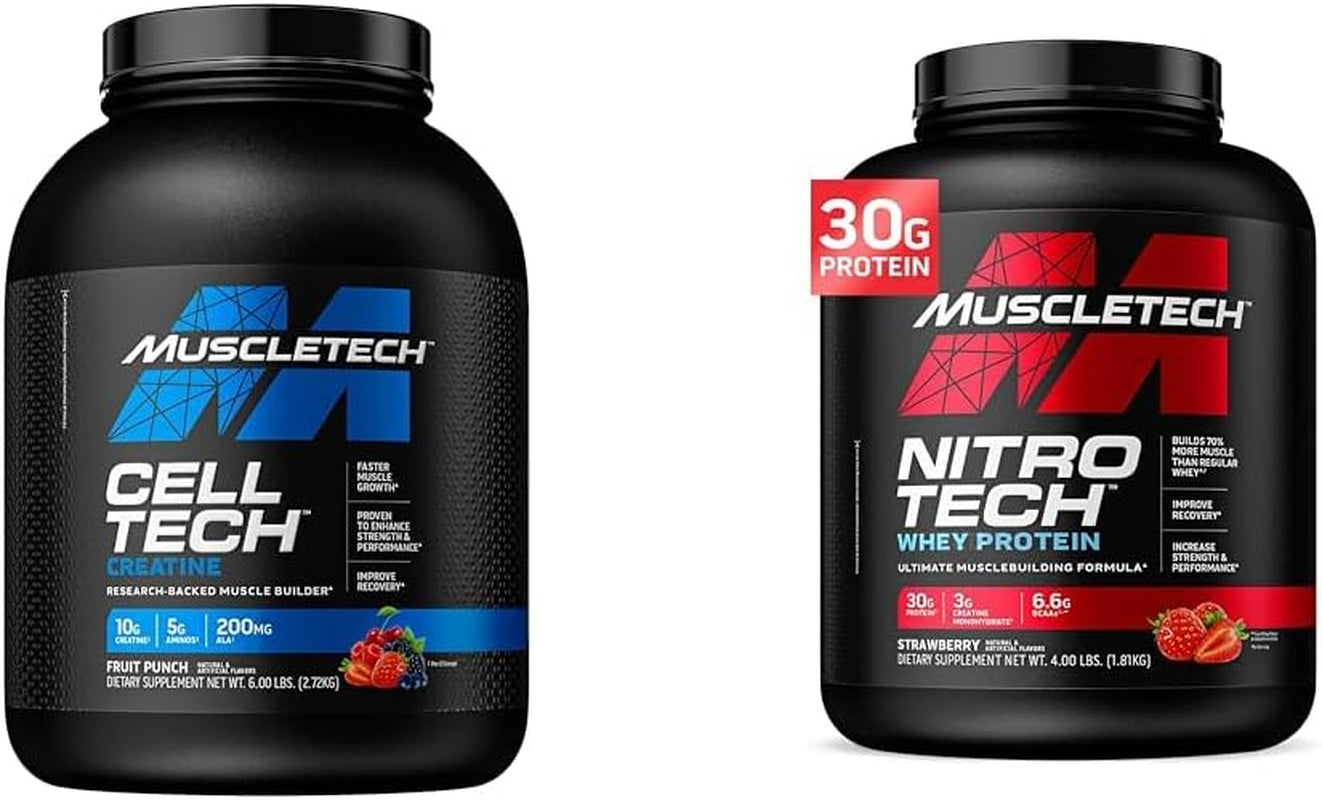 Muscletech Cell-Tech Creatine Powder & Nitro-Tech Whey Protein Powder ...