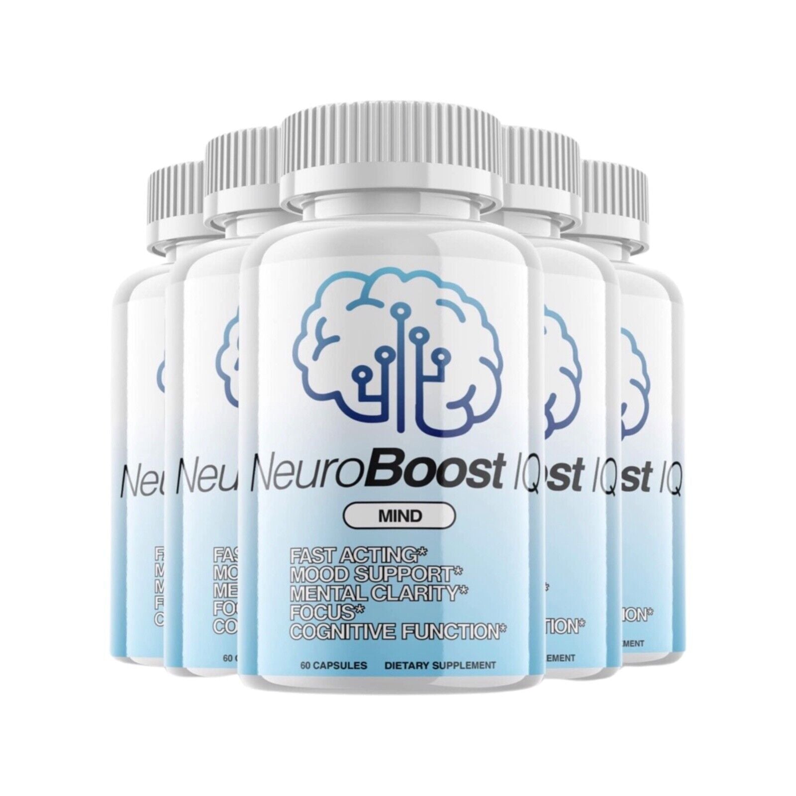 5-Pack Neuroboost IQ Nootropic Supplement Brain, Mind, Focus-300 Capsu ...