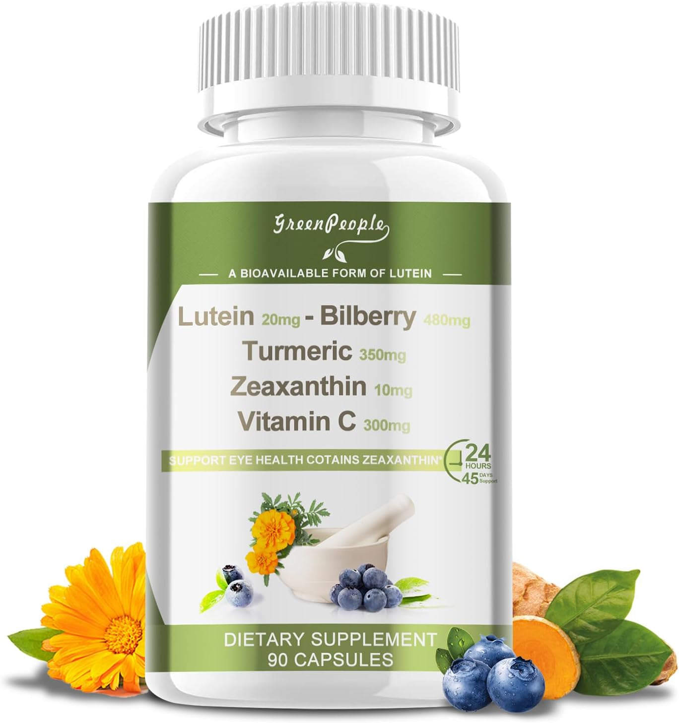 Eye Formulas Lutein 20 Mg with Lingonberry, Turmeric, Zeaxanthin, and ...