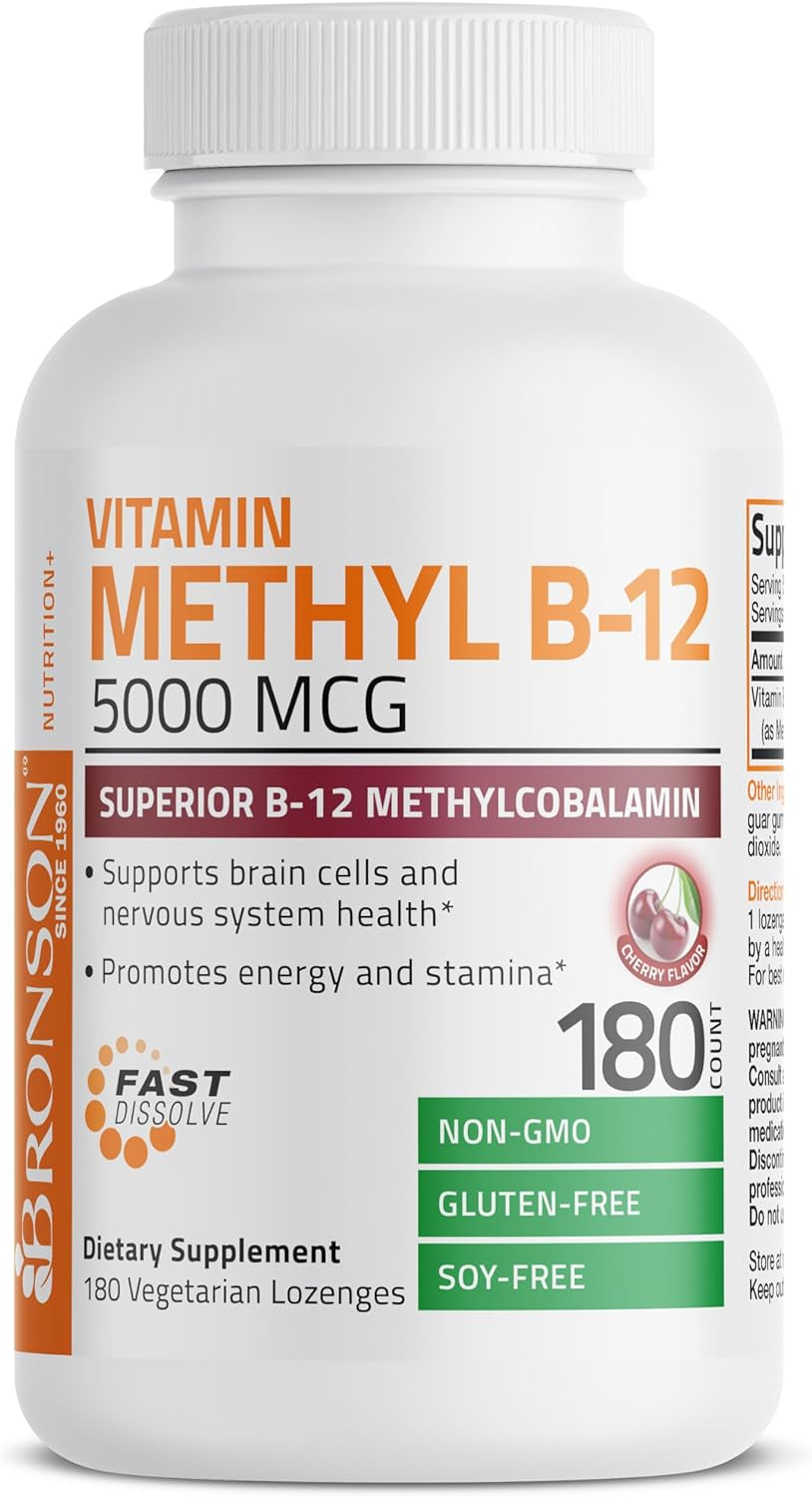 Bronson Methyl B12 5000 Mcg Vitamin B12 Methylcobalamin Energy & Brain ...