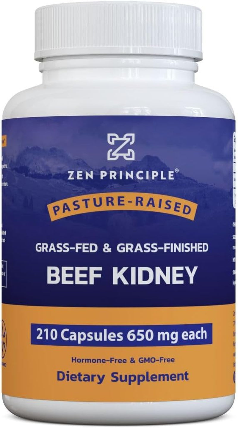 Zen Principle Grass Fed Beef Kidney Supplement, 210 Capsules, 3250Mg ...