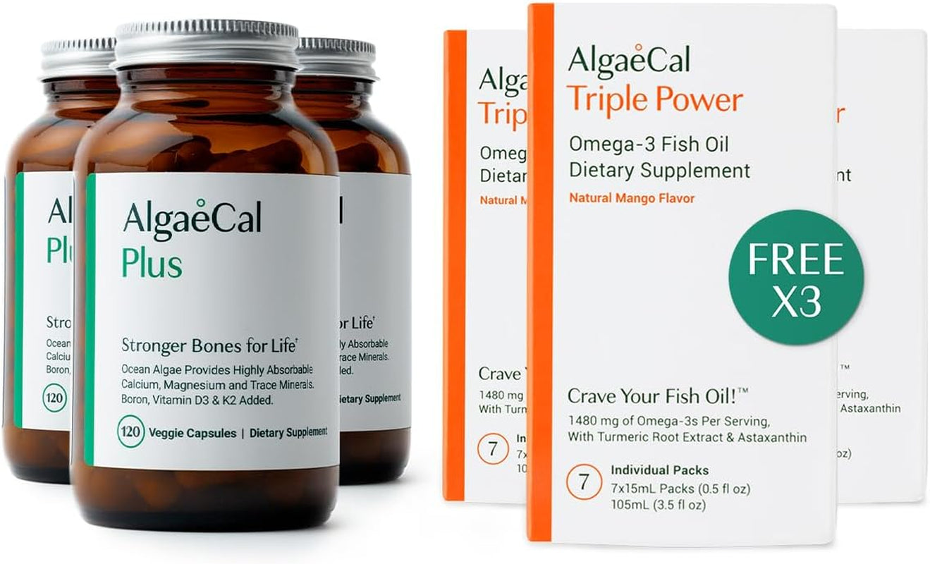 ALGAECAL plus (X3) - Organic Red Algae Calcium Supplement, Vitamin K2 ...