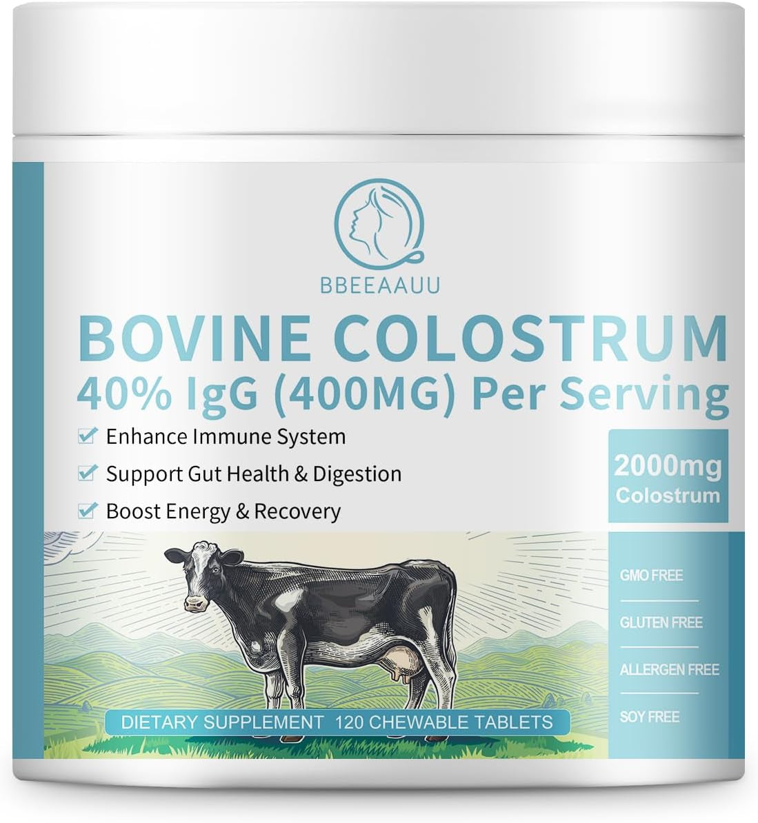 Bovine Colostrum Tablets Chewable, 40% Igg Colostrum Supplement 2000Mg ...