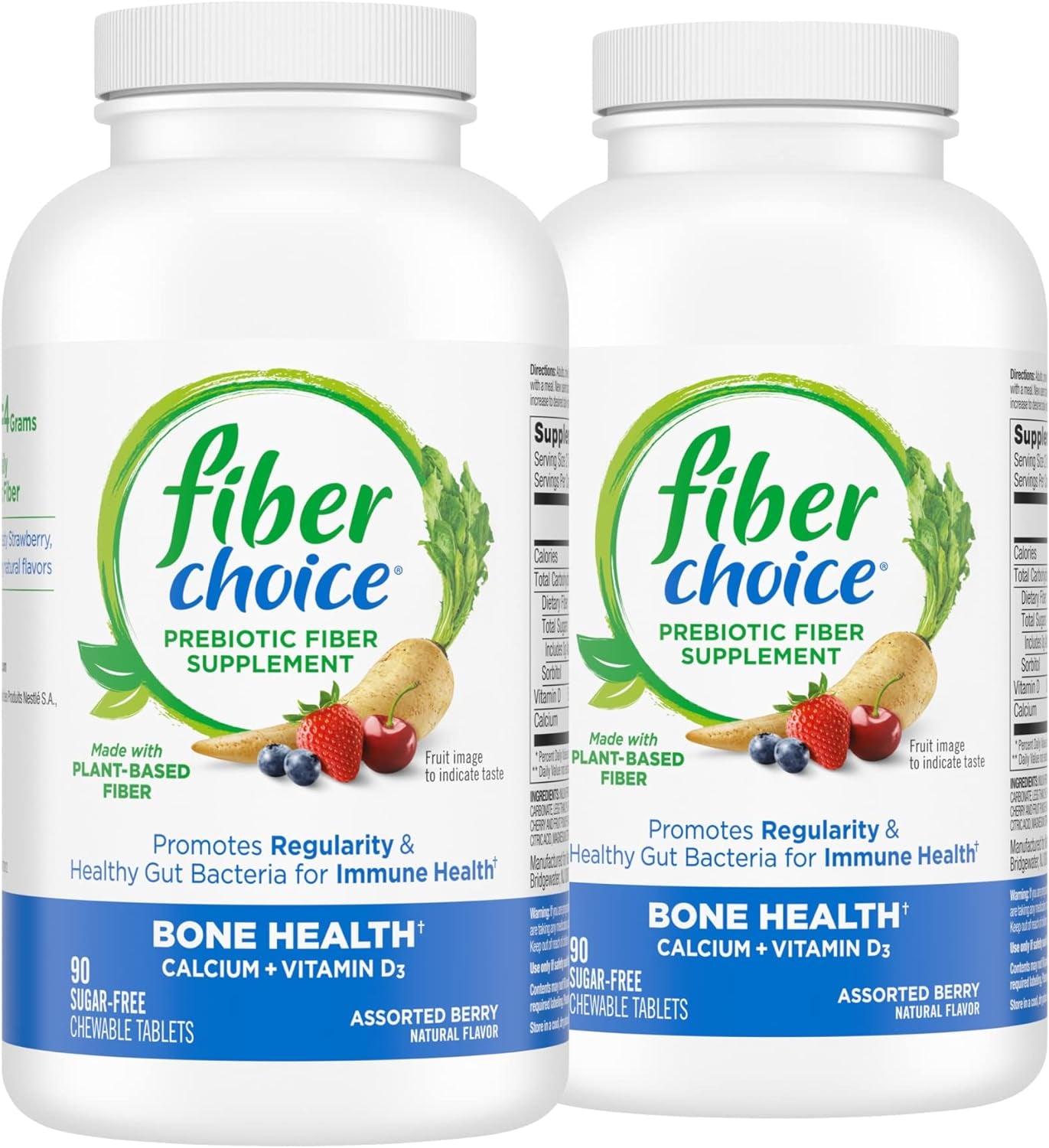 Fiber Choice Bone Health Daily Prebiotic Fiber Chewable Tablets with C ...