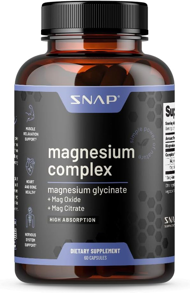 Snap Supplements 3-In-1 Magnesium Complex Supplement, Magnesium Bisgly ...