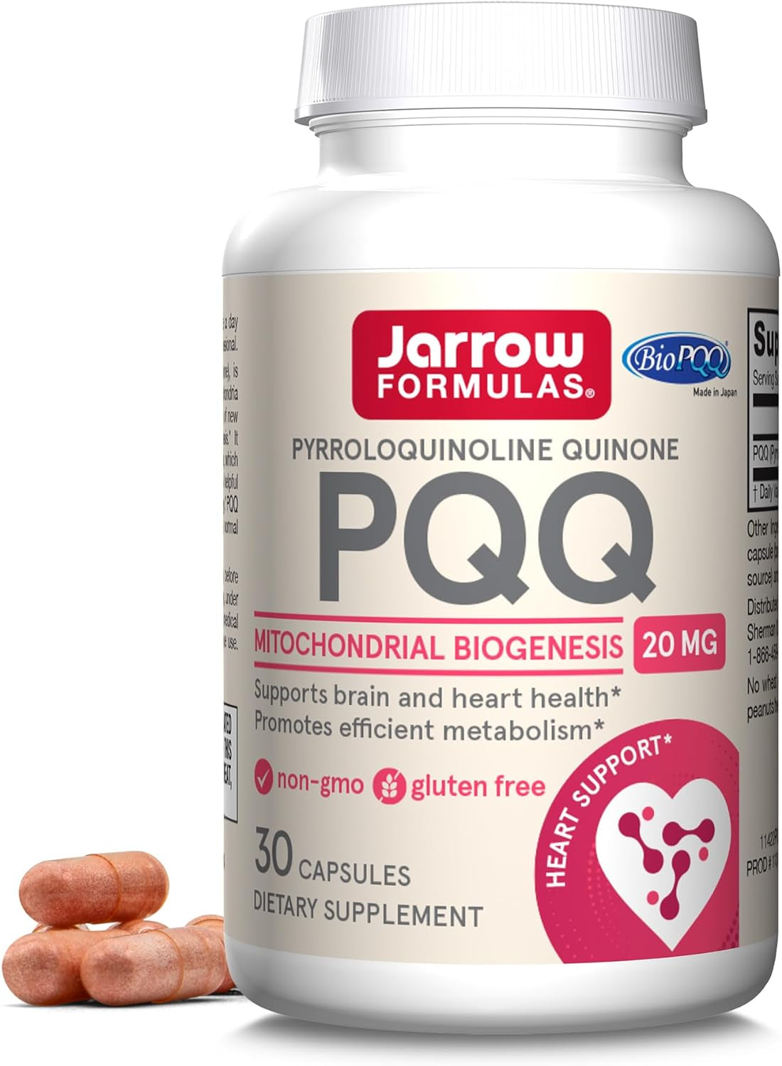 PQQ 20 Mg, Dietary Supplement, Heart, Brain, and Metabolism Support, 3 ...