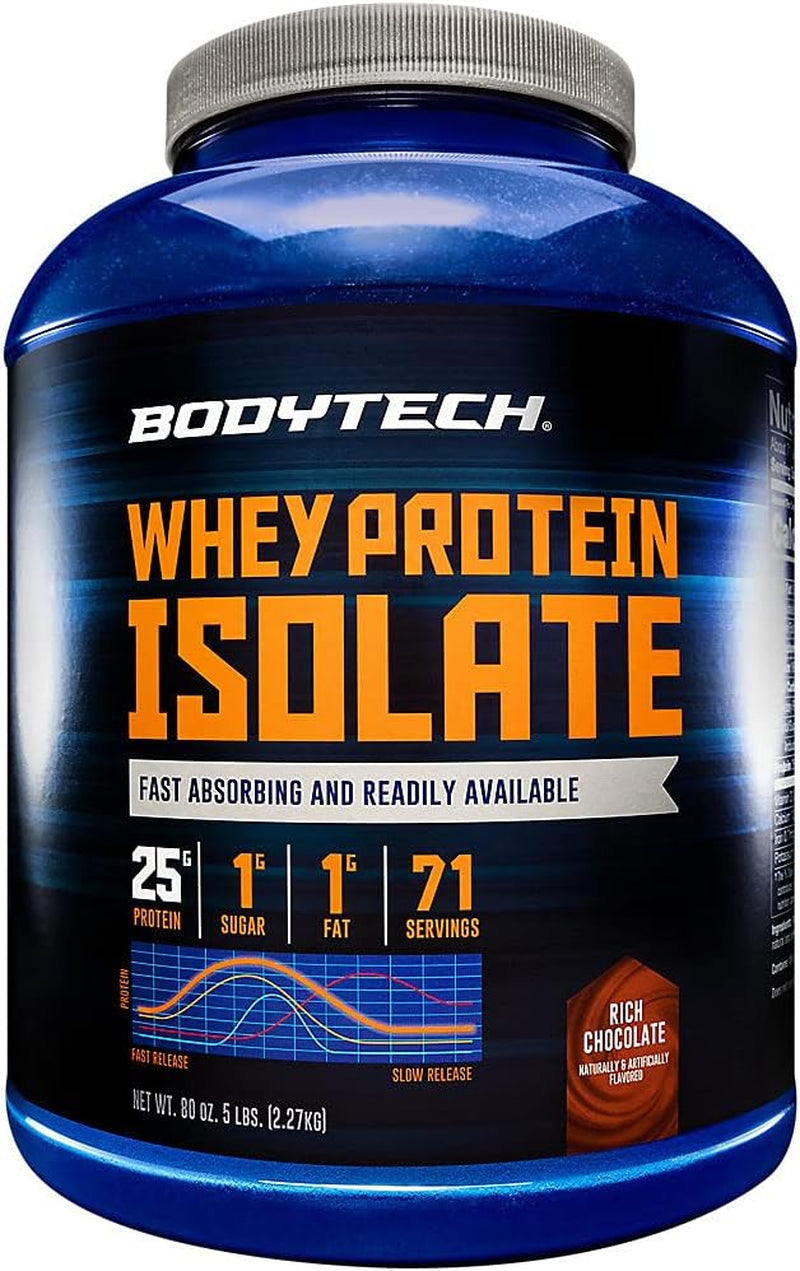 BODYTECH Whey Protein Isolate Powder - Rich Chocolate (5 Lbs. / 71 Ser ...