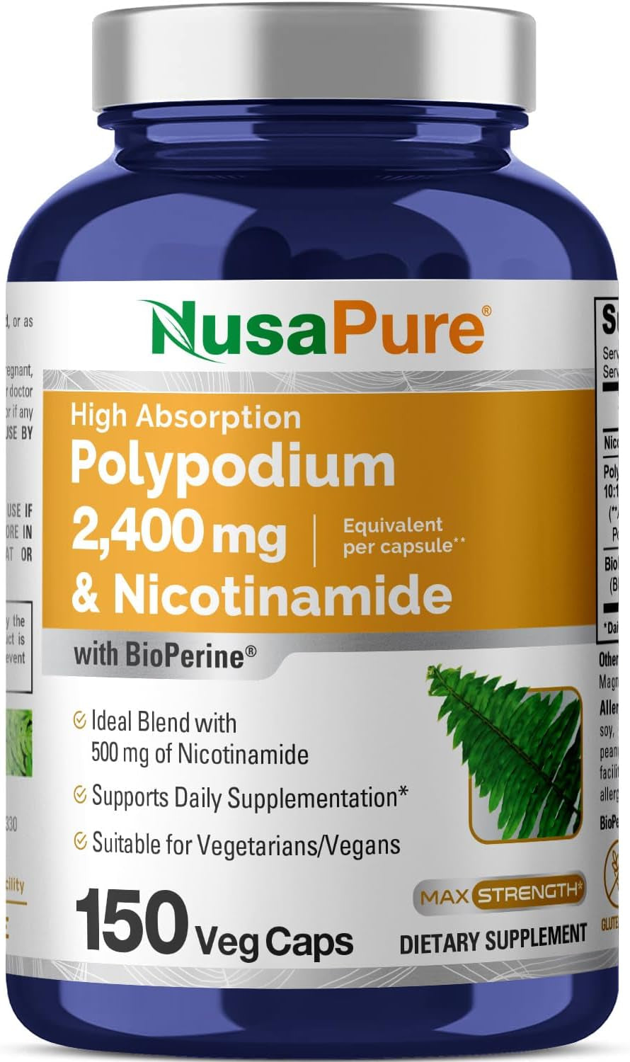 Nusapure Nicotinamide 500Mg Polypodium Leucotomos Extract 2400Mg per V ...
