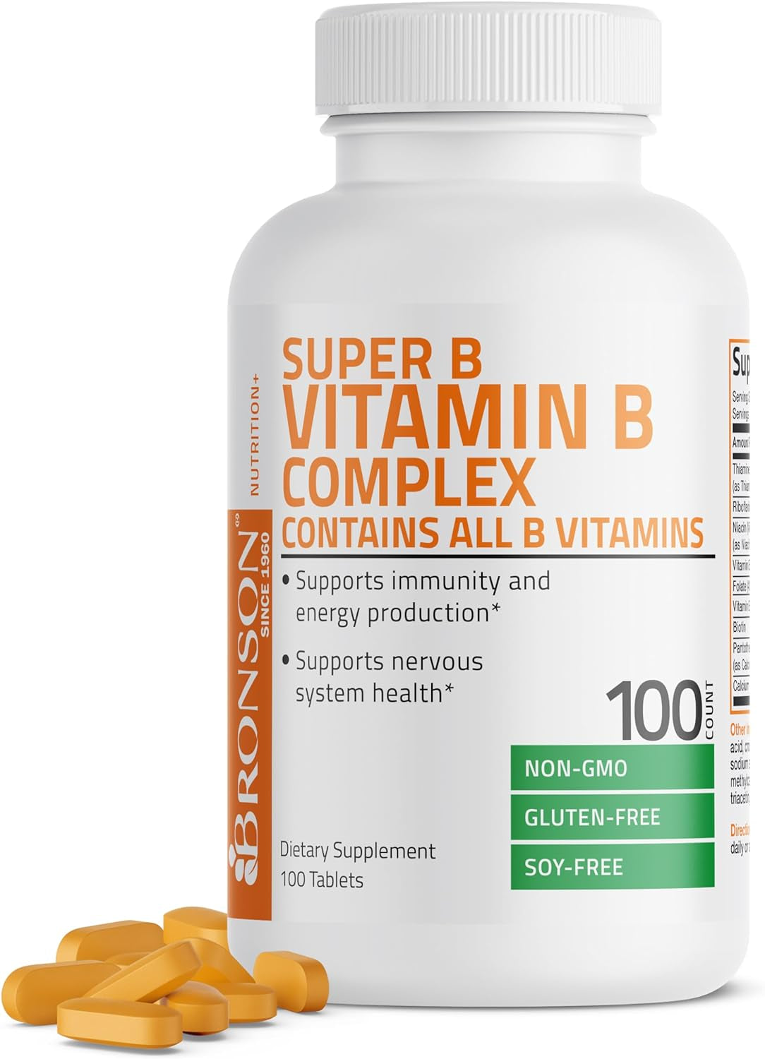 Bronson Vitamin B Complex (Vitamin B1, B2, B3, B6, B9 - Folic Acid, B1 ...