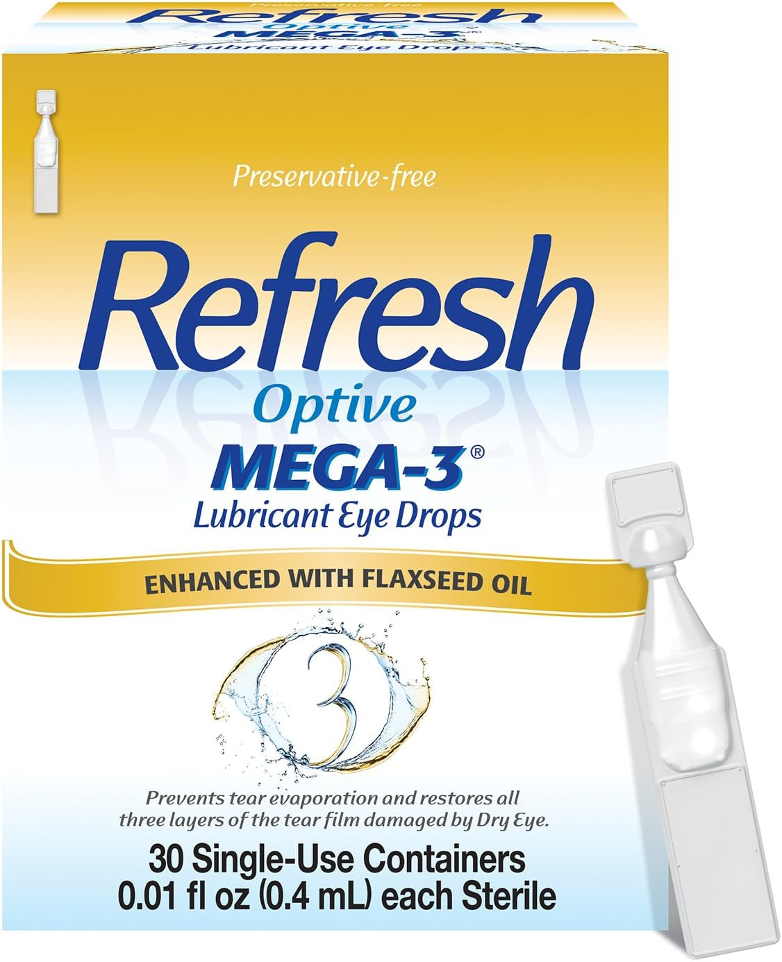 Refresh Optive MEGA-3 Lubricant Eye Drops Preservative-Free Artificial ...