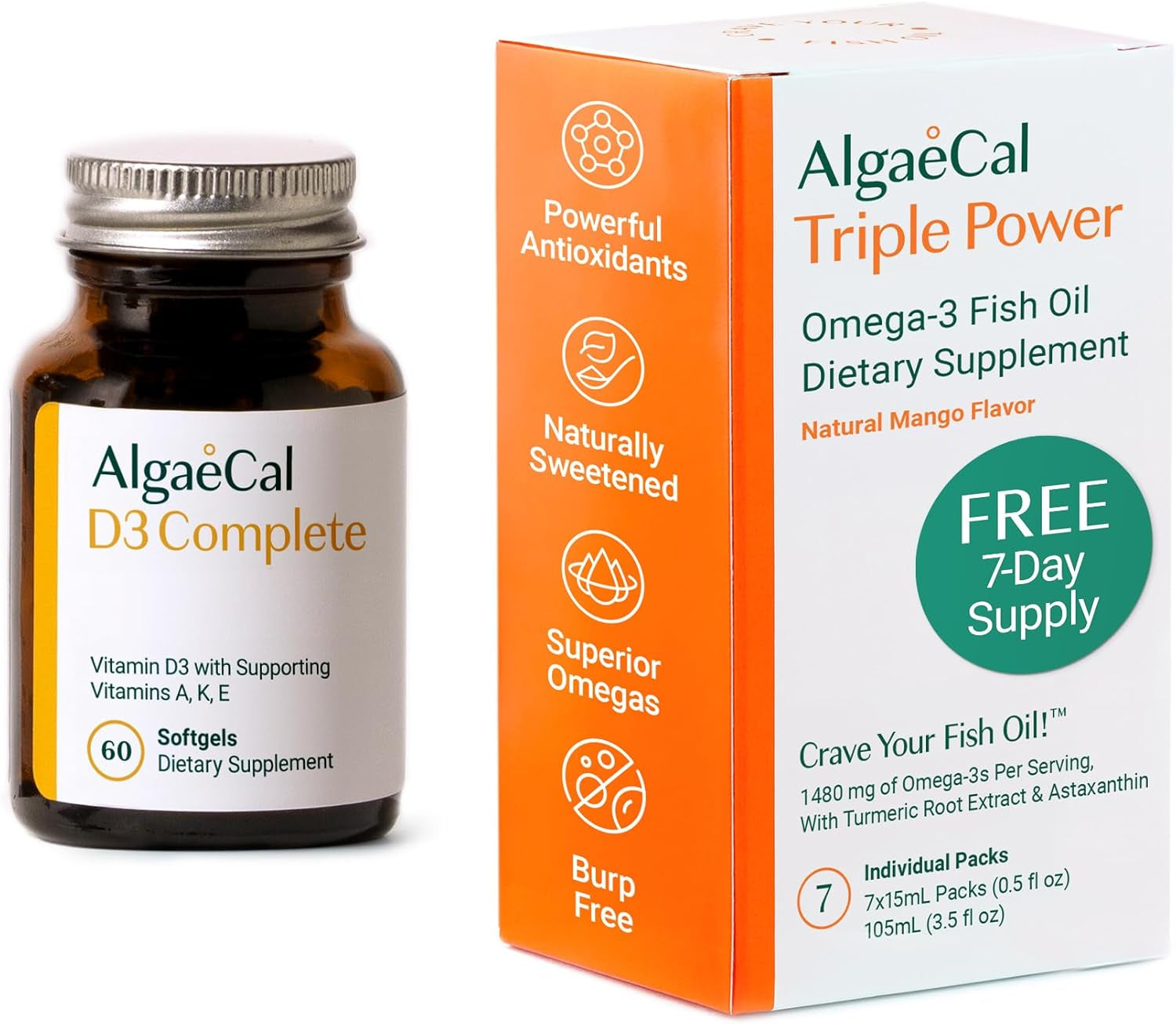 ALGAECAL D3 Complete - Vitamin D3 (1000 IU) + K2, Vitamin E (50Mg), an ...