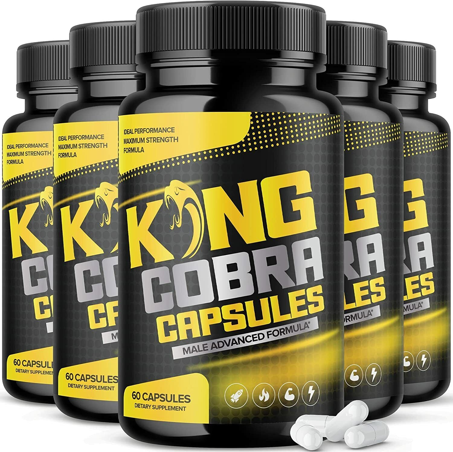 King Cobra Capsules Extra Strength Formula Pills for 300 Caps (5 Pack ...