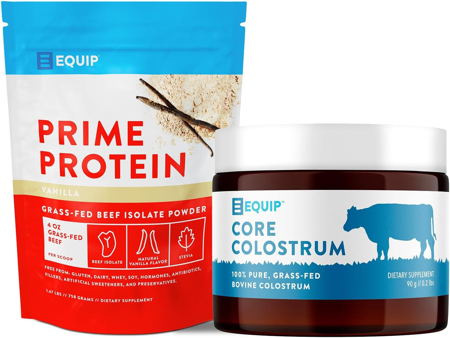 Equip Foods Prime Protein Powder Vanilla & Core Colostrum Powder ...