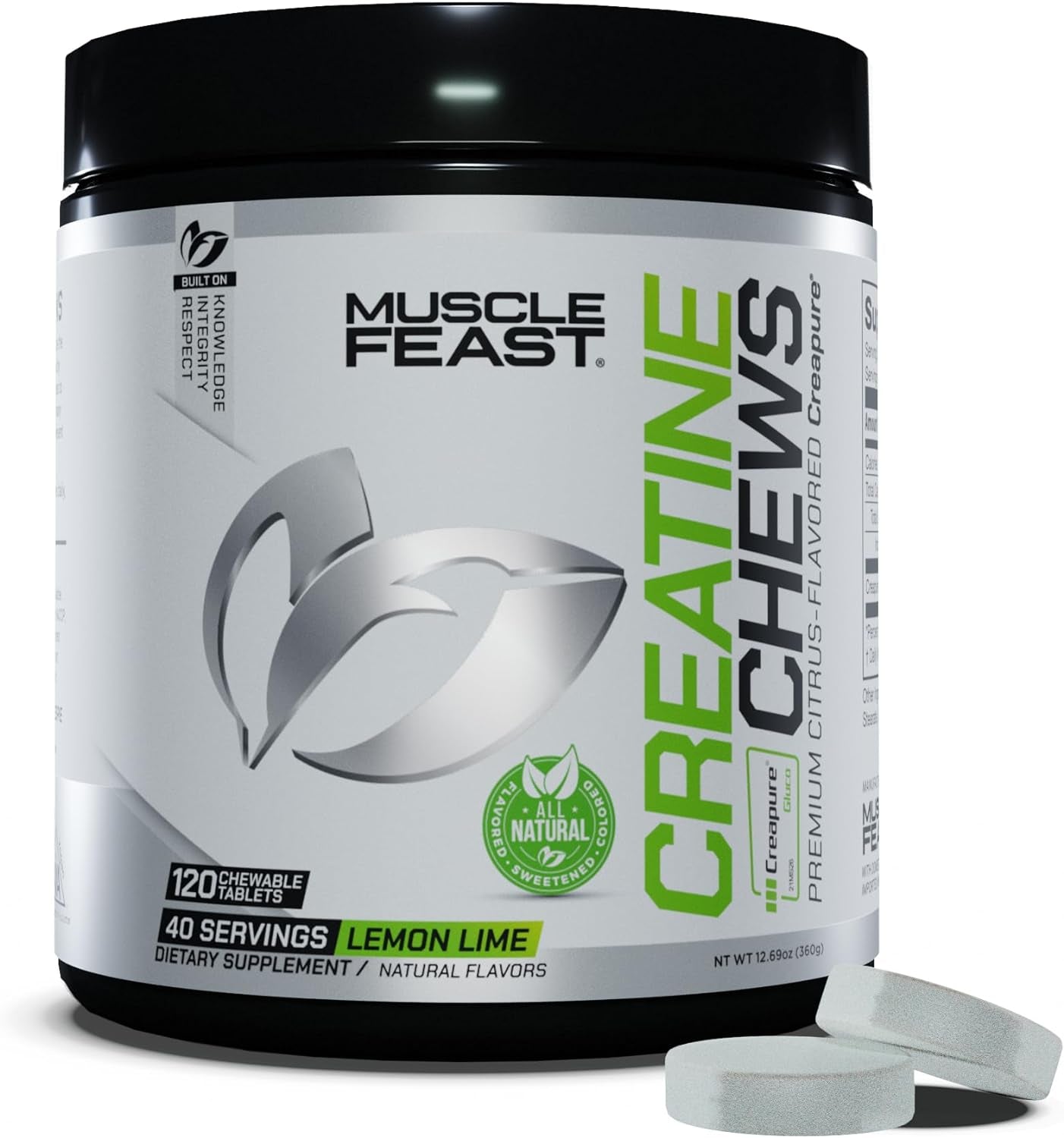 Muscle Feast Vegan Creatine Monohydrate, Gluten-Free Creapure Chews, L ...