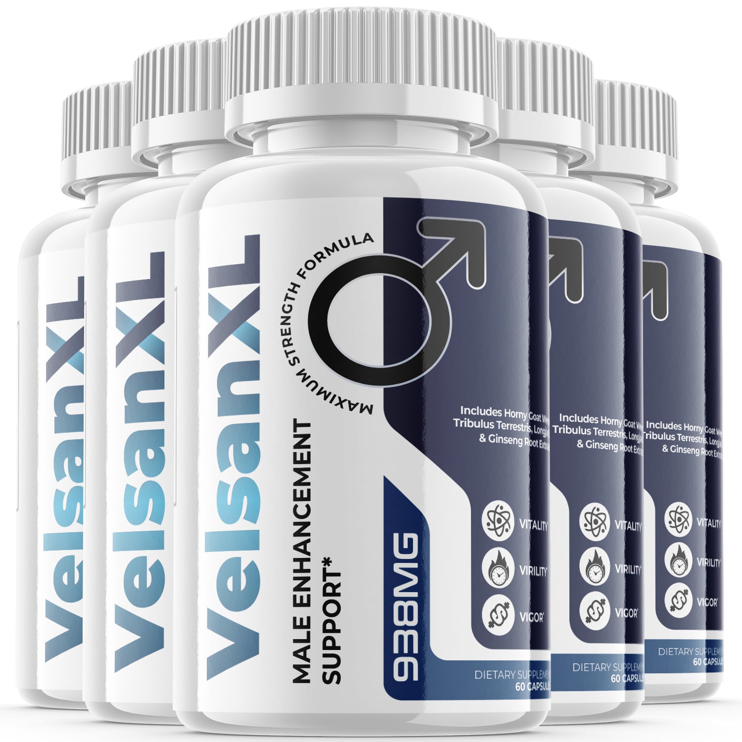 Velsan XL - Male Virility - 5 Bottles - 300 Capsules – SuppsWorld