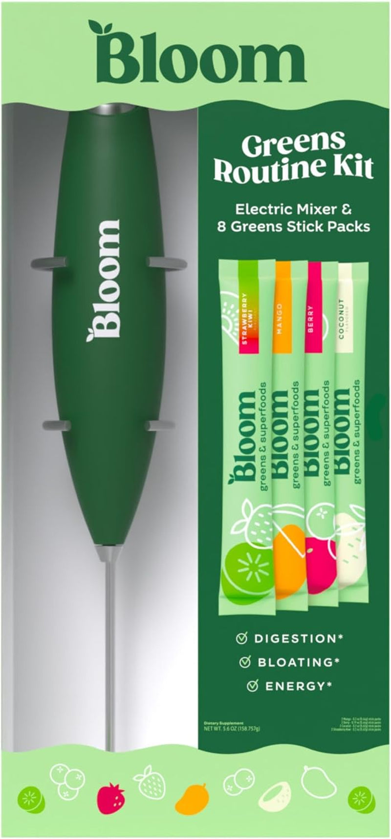 Bloom Nutrition Electric Hand Mixer & 8 Super Greens Powder Stick Pack ...