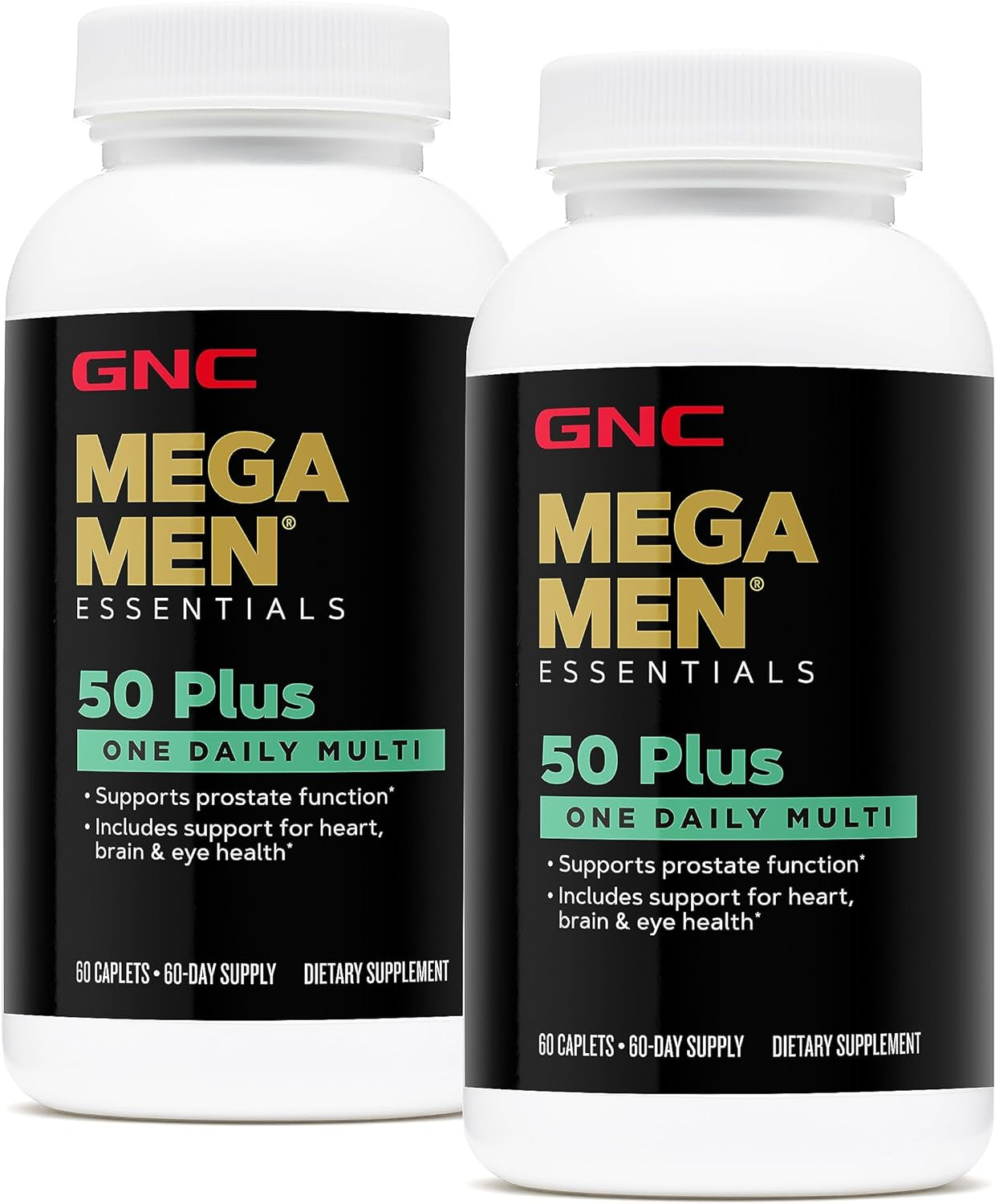 GNC Mega Men 50 plus One Daily Multivitamin, Twin Pack, 60 Caplets per ...