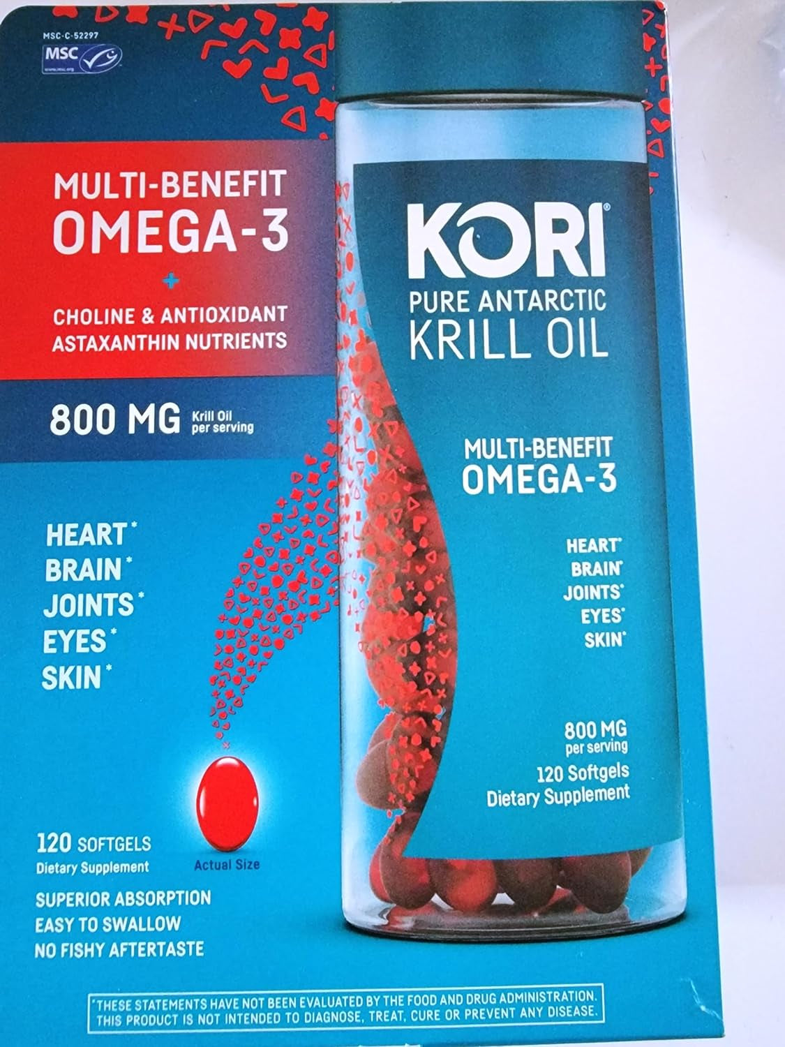 Kori Pure Antarctic Krill Oil Omega-3 800 Mg 120 Ct, Red – SuppsWorld