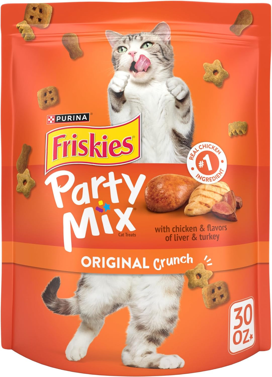 Purina Friskies Cat Treats, Party Mix Original Crunch - 30 Oz. Pouch ...