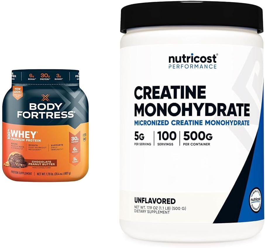 Body Fortress 100% Whey Protein Powder 1.78Lbs & Nutricost Creatine Mo ...