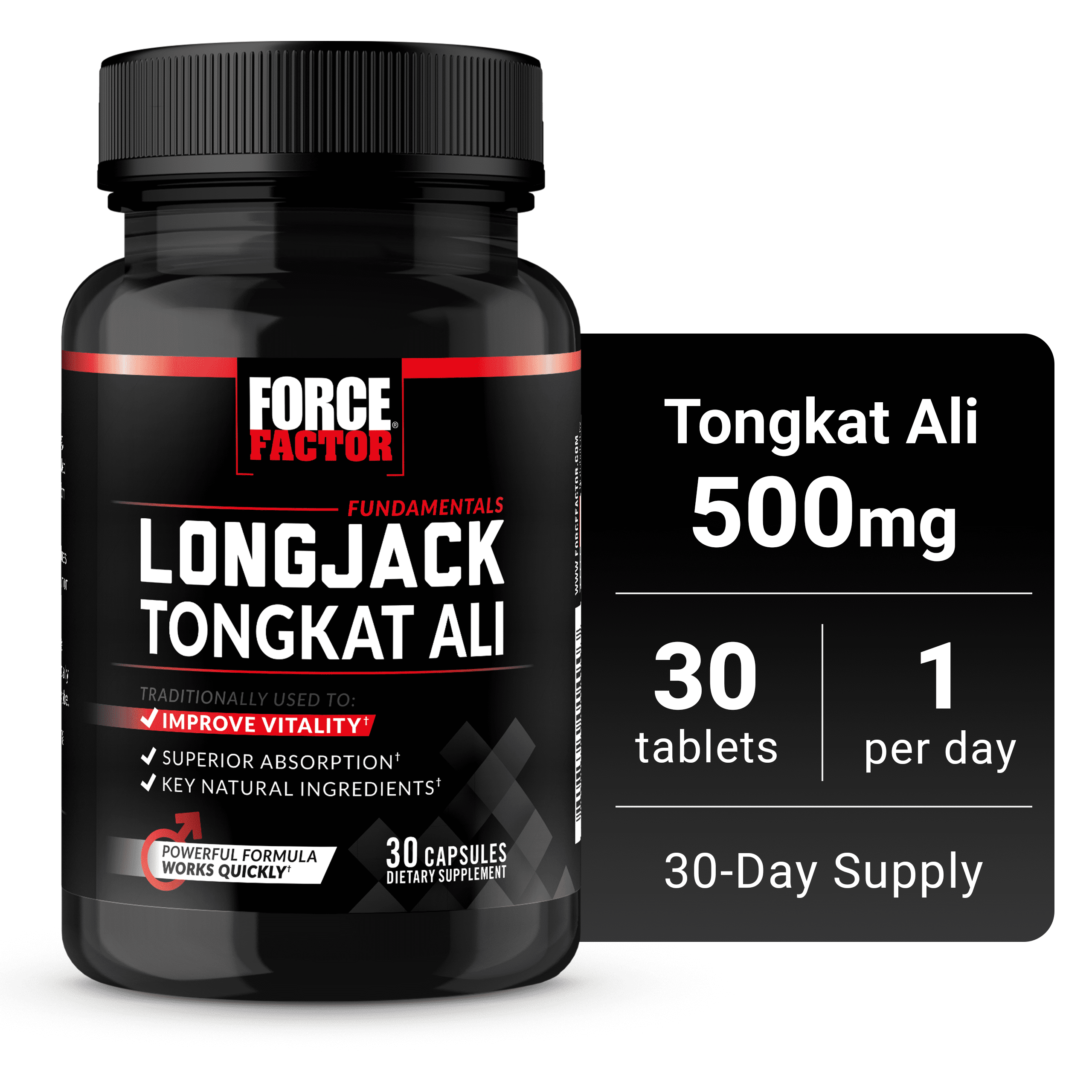 Longjack Tongkat Ali 500Mg, Vitality Supplement for Men, 30 Capsules ...