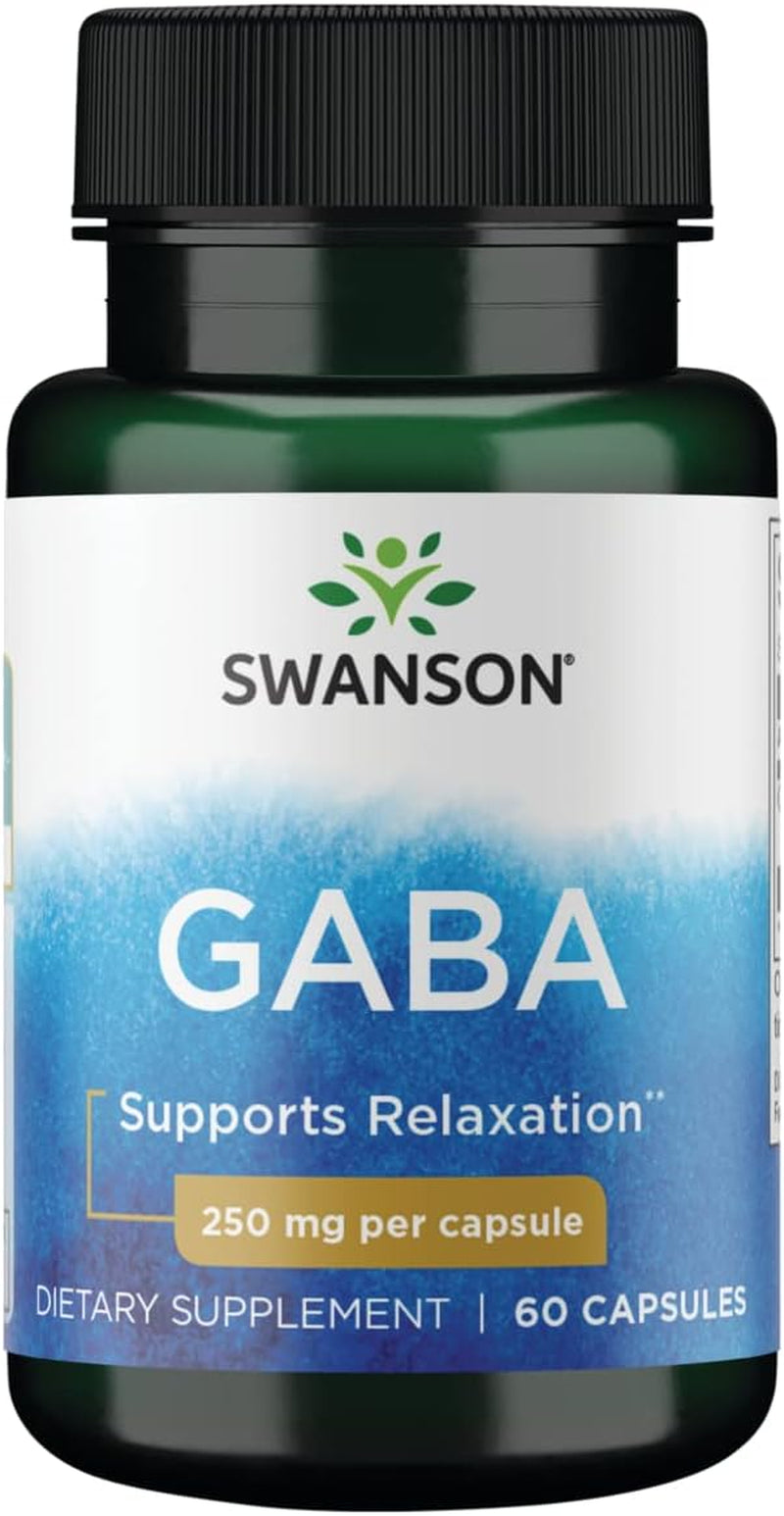Swanson GABA Gamma Amino Acidbutyric Acid 250 Milligrams 60 Capsules ...
