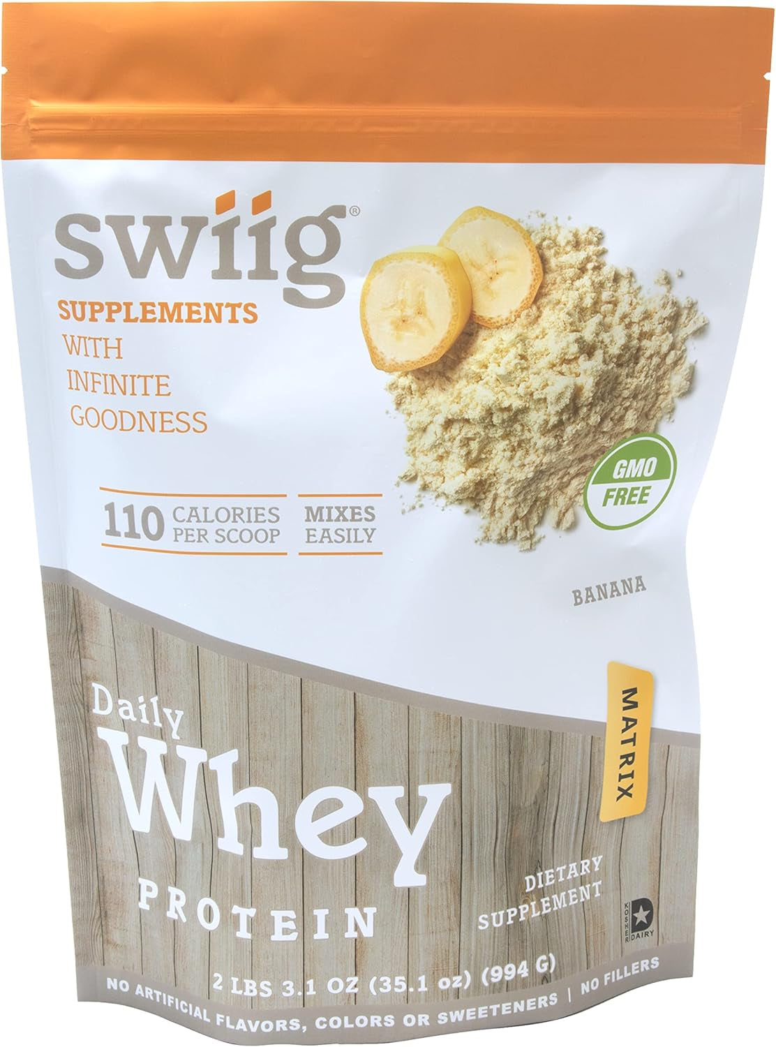 Swiig Premium Daily Whey Protein, Banana 2.2Lb - 20G Protein, Gluten-F ...
