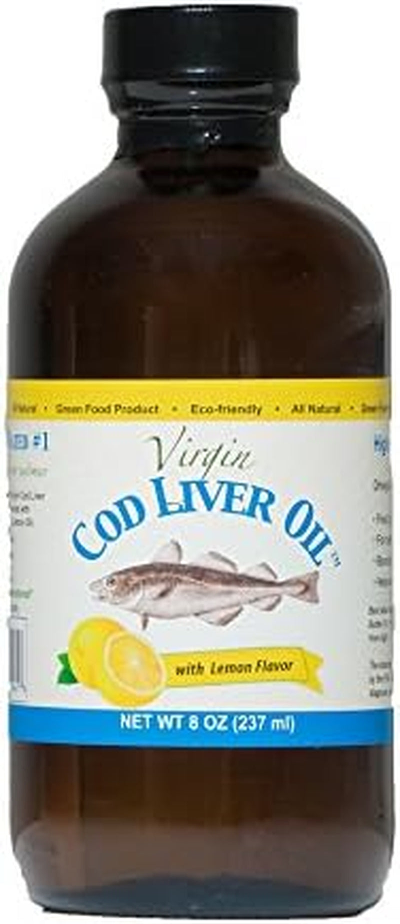 Virgin Cod Liver Oil - 8 Fl Oz Natural, Wild Caught & Fresh Tasting,.H ...