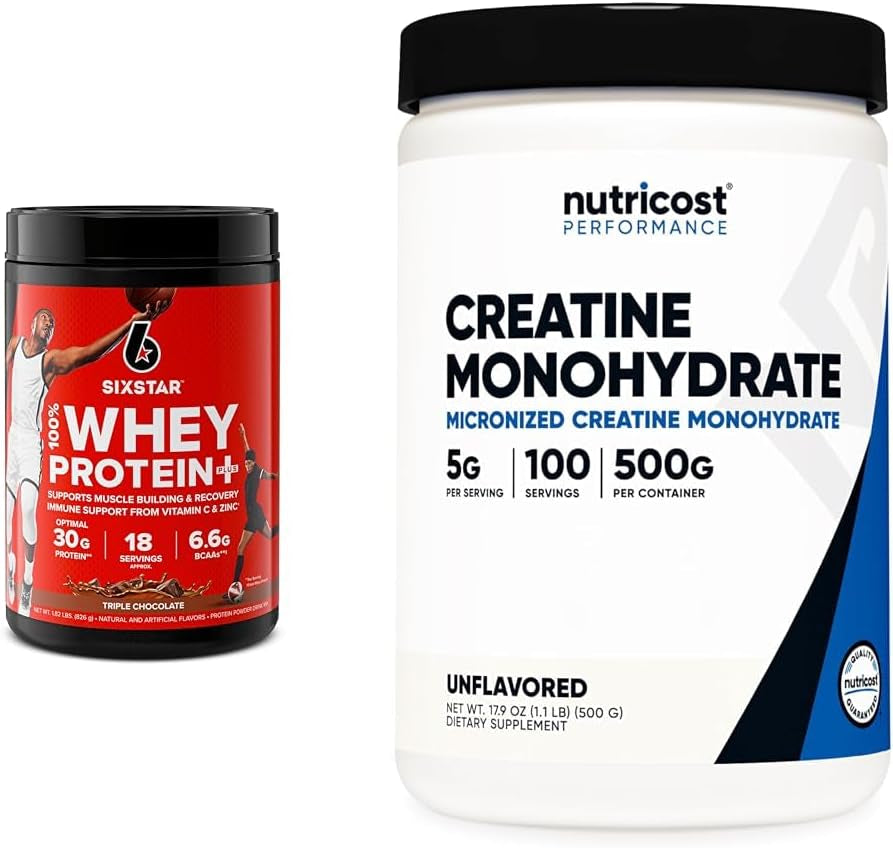 Six Star Whey Protein Powder 1.82Lbs & Creatine Monohydrate Micronized ...