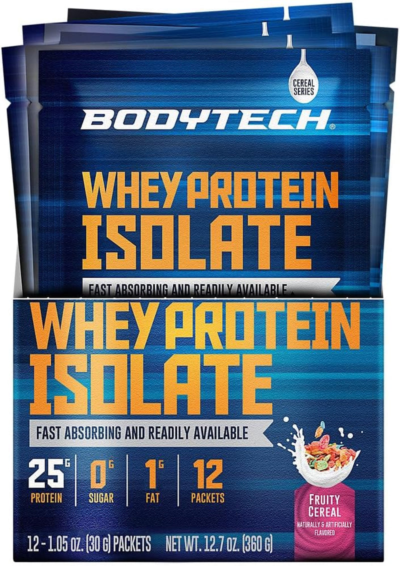 BODYTECH Whey Protein Isolate Powder - Fruity Cereal (Twelve 1.04 Oz ...