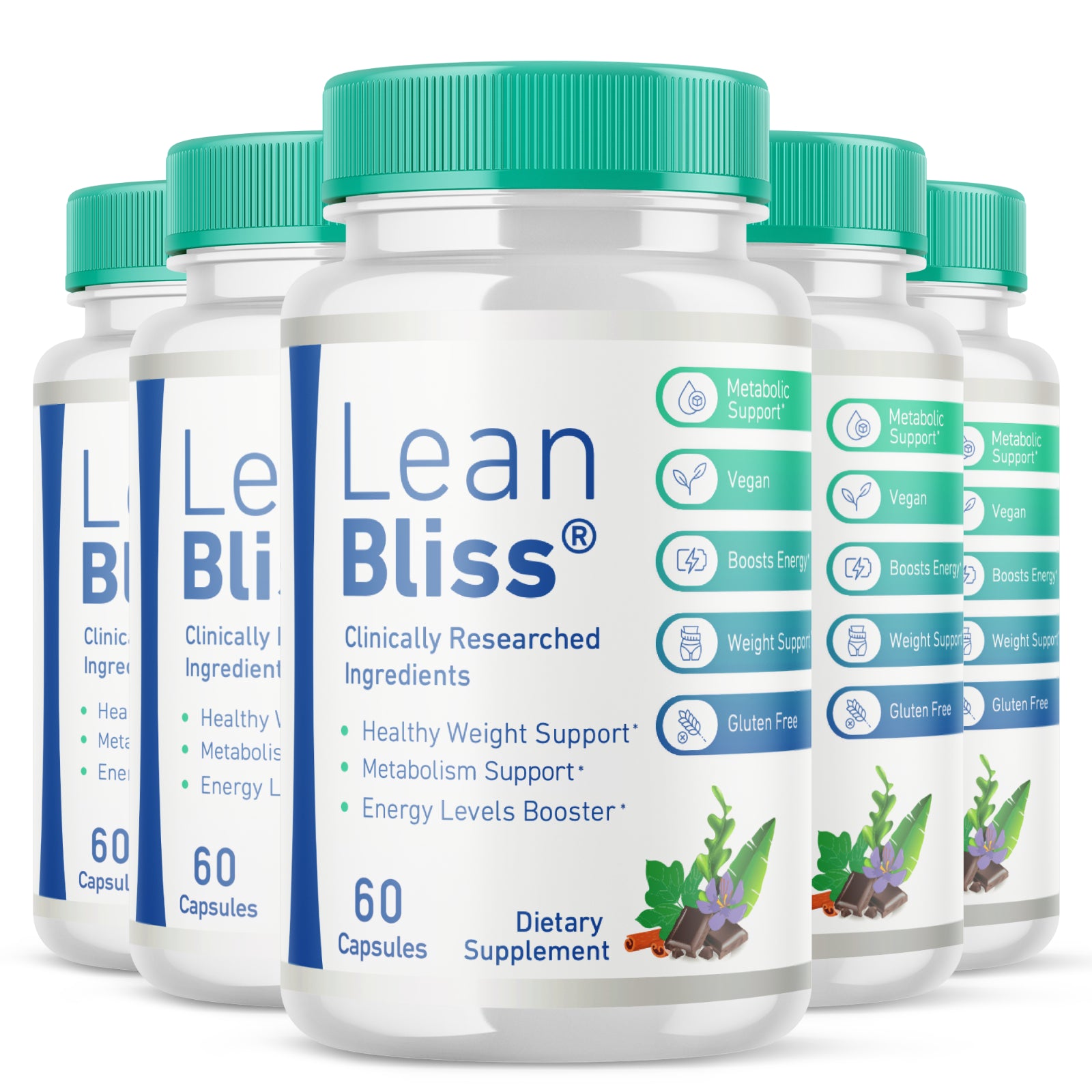 (5 Pack) Lean Bliss, Leanbliss Weight Loss & Fat Burner Capsules (300 ...