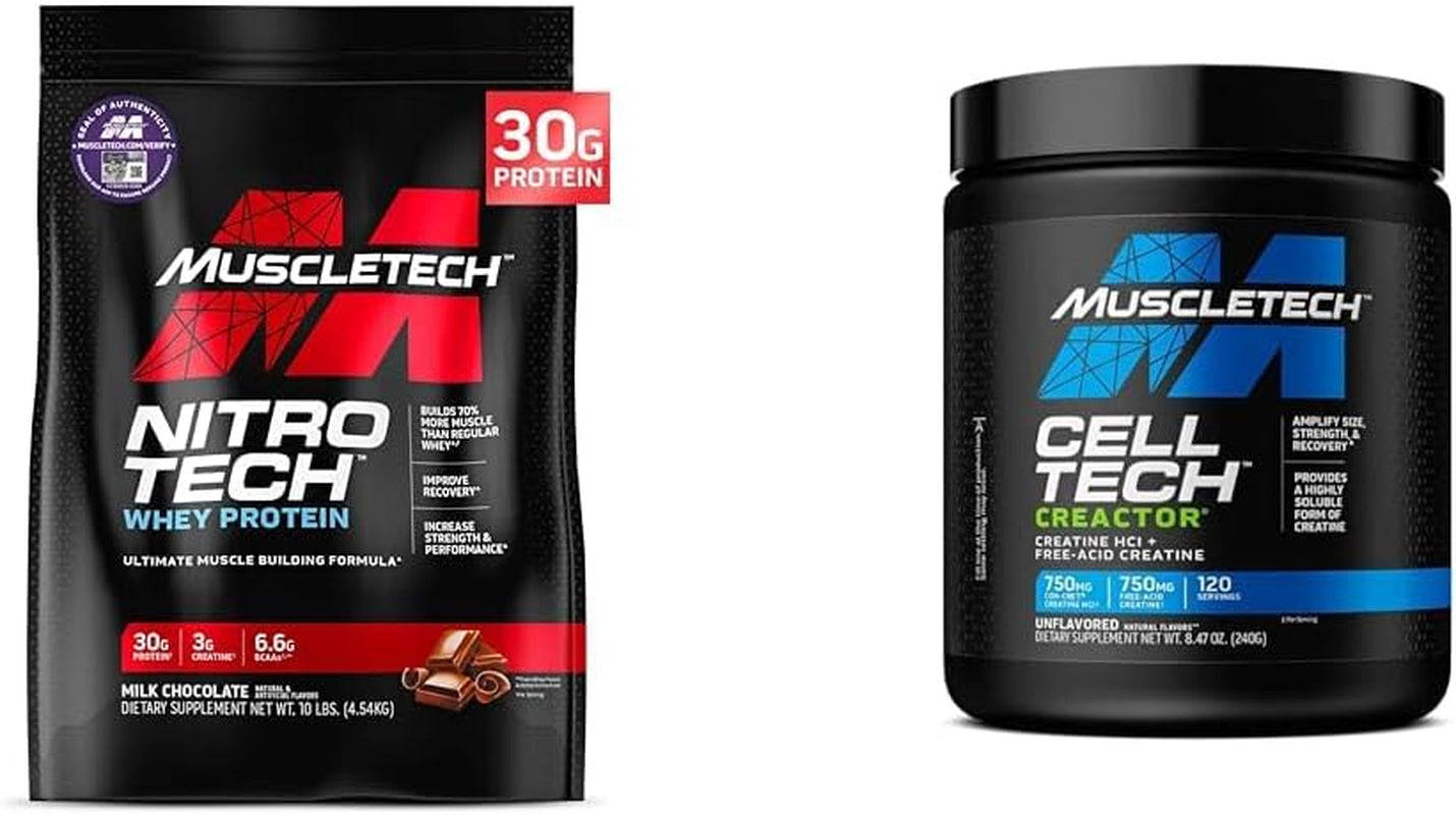 Muscletech Whey Protein & Creatine Powder Bundle - Nitro-Tech 10Lb Mus ...