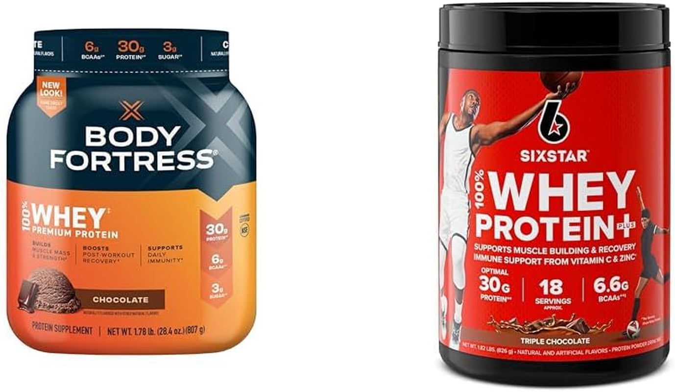 Body Fortress 100% Whey Protein Powder Chocolate 1.78Lbs & Six Star Wh ...