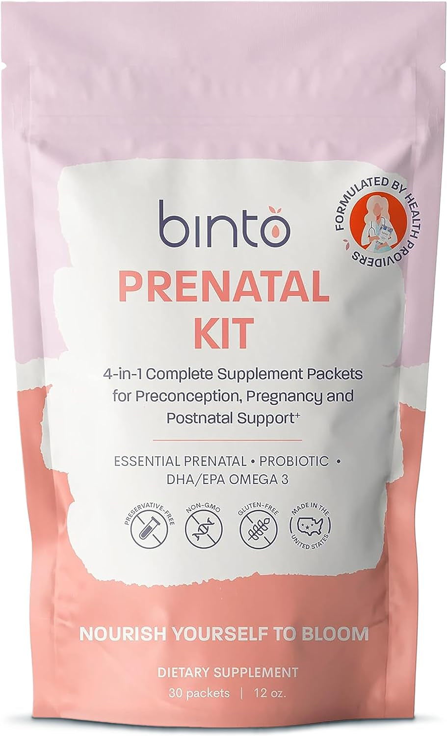 Prenatal 4 in 1 Probiotic & Multivitamin Packets with Iron, DHA, Methy ...