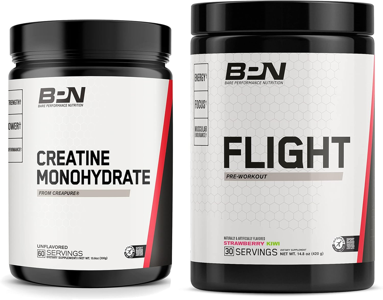BARE PERFORMANCE NUTRITION BPN Creatine Monohydrate (Unflavored) & Fli ...